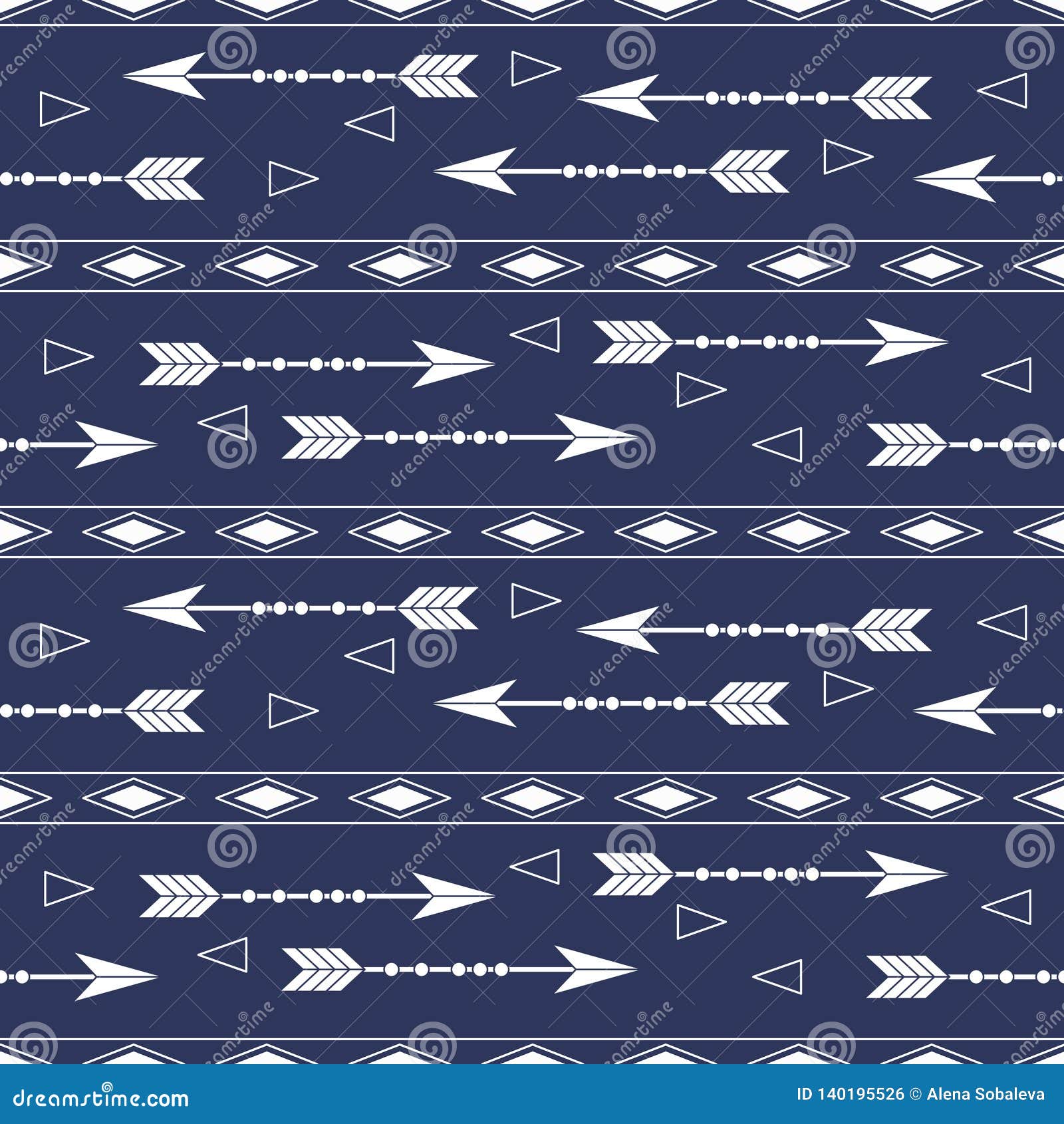 Boho pattern with arrows stock vector. Illustration of indian - 140195526