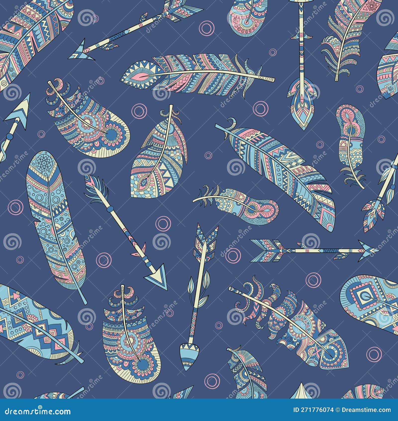 Boho Pattern. Authentic Stylized Feathers Stock Vector - Illustration ...