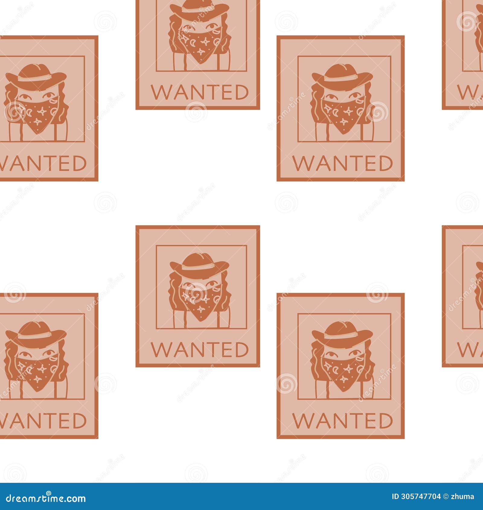 Boho Pattern with Wanted List of Cowboy Stock Illustration ...