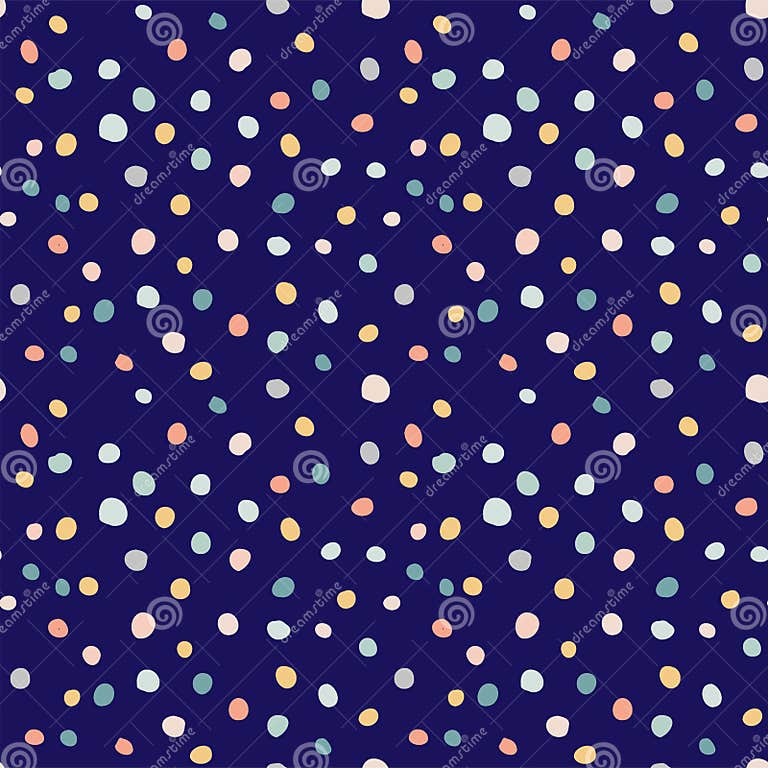 Boho Polka Dots on Blue Background Seamless Stock Vector - Illustration ...