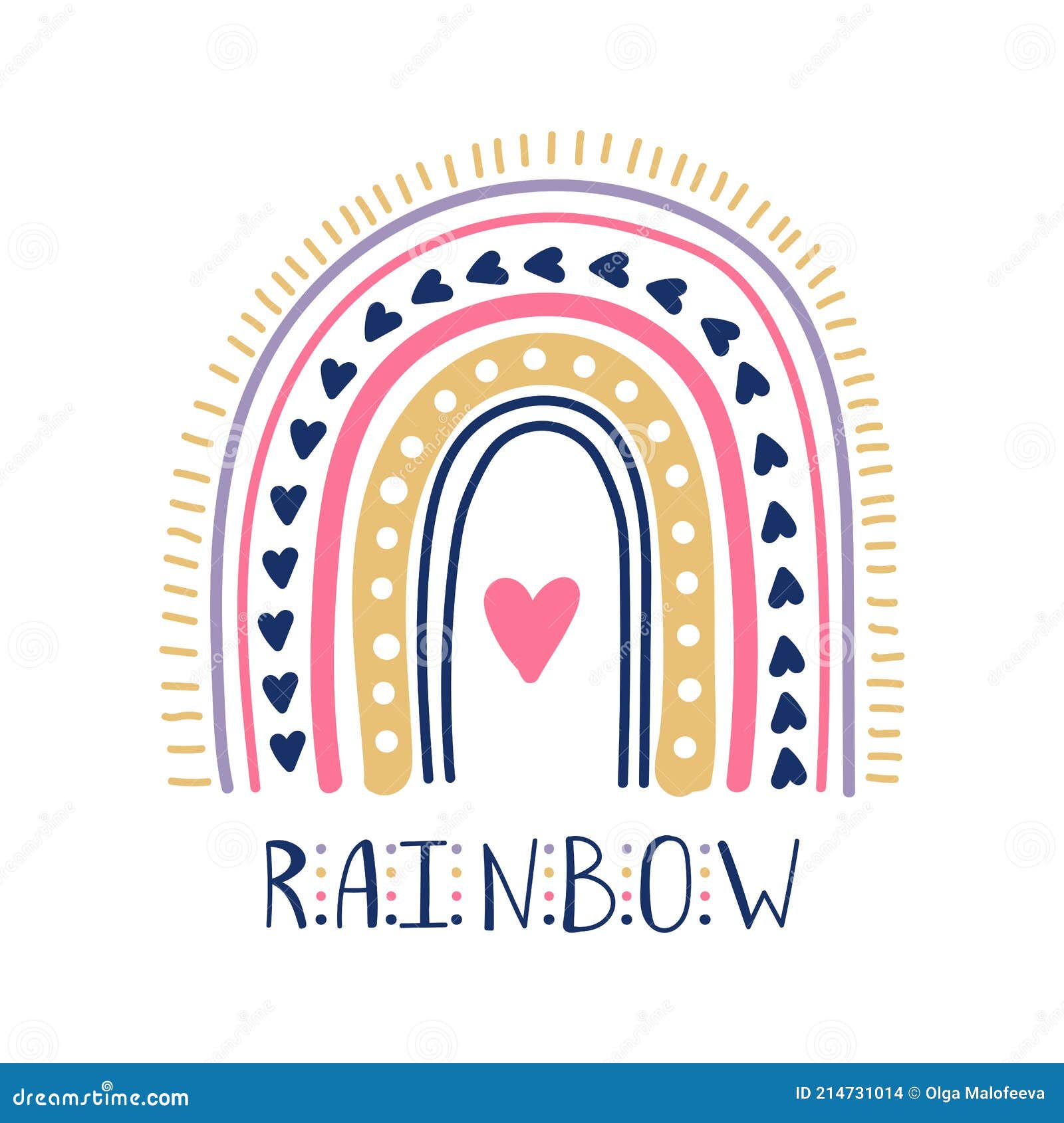 Boho Rainbow Cute Simple Naive Vector Icon Stock Vector - Illustration ...