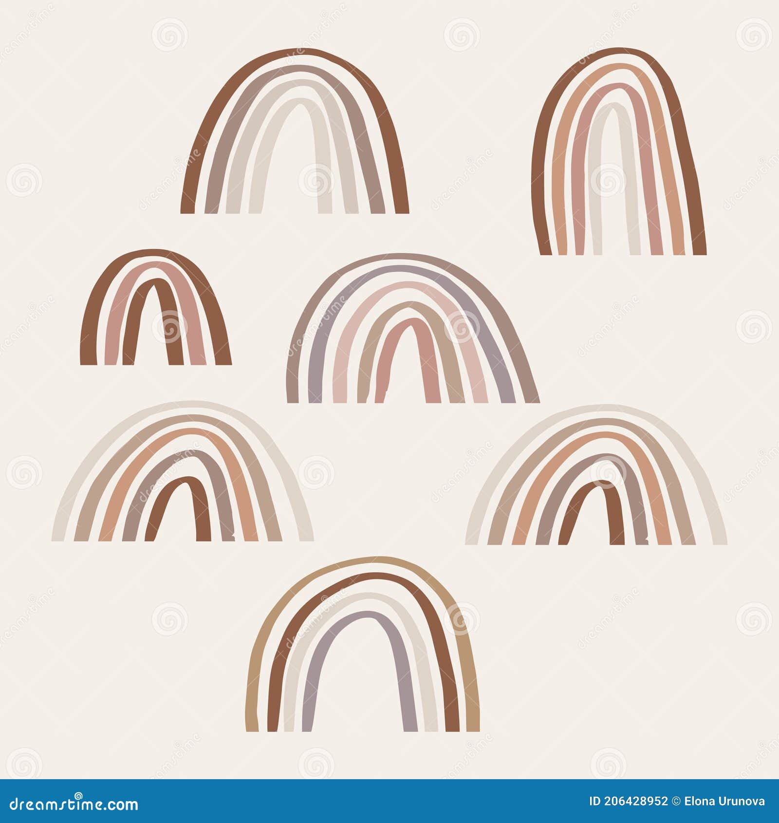 Boho Rainbow. Hand Drawing. Set of Vector Illustrations for Design ...