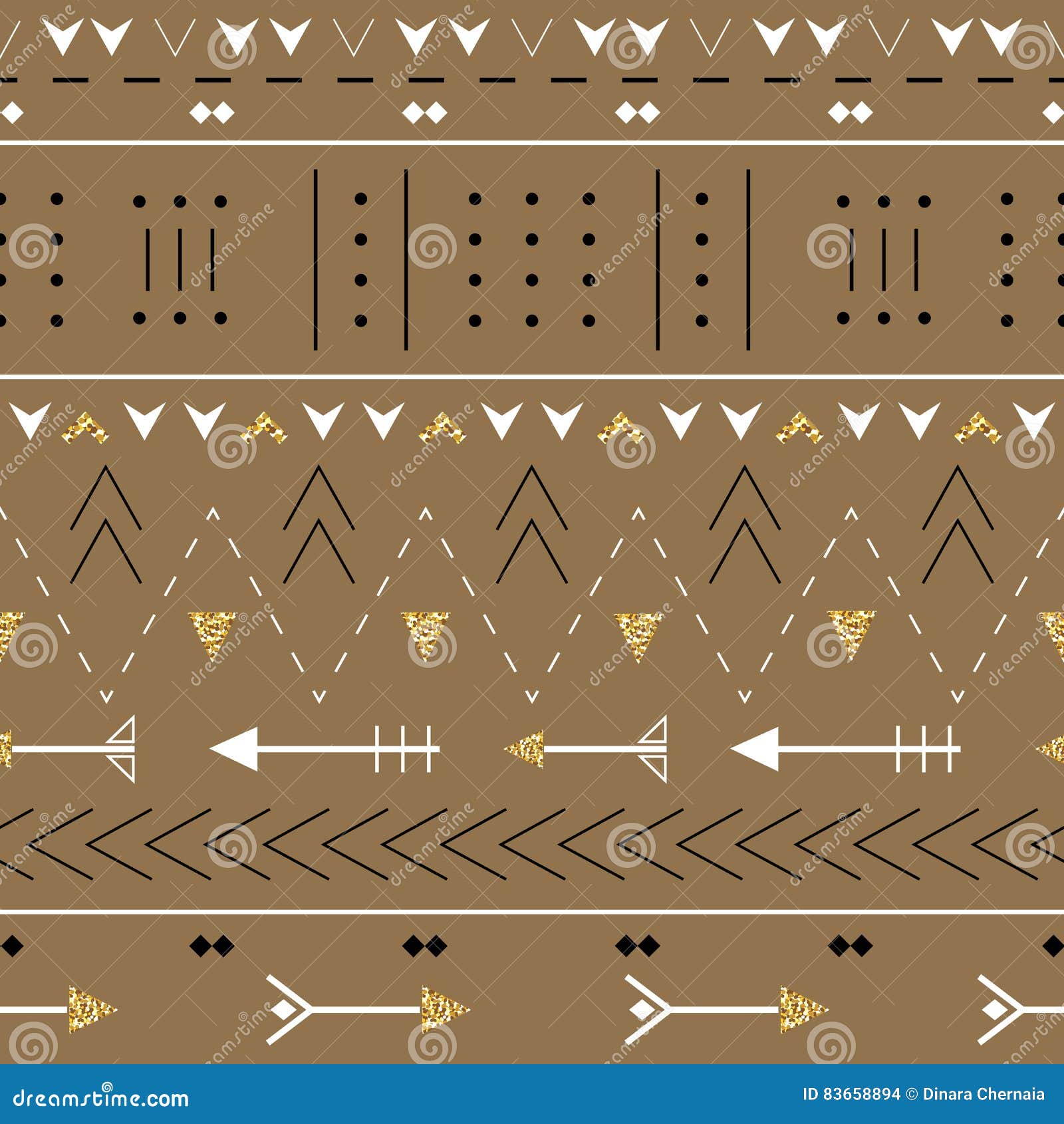 Boho Seamless Pattern with Decorative Arrows. Ethnic Geometric Print ...
