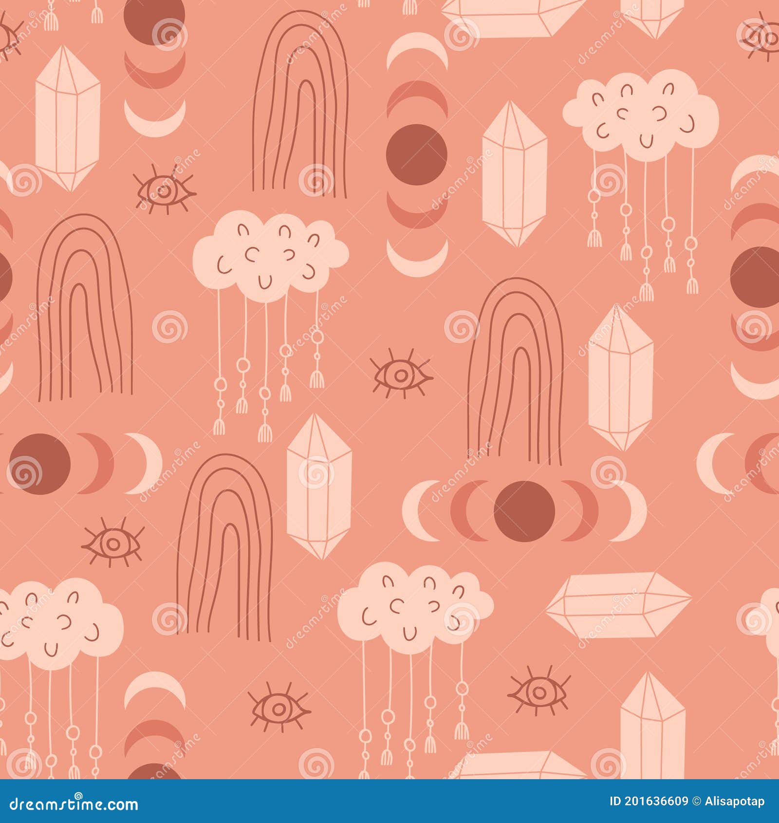 Boho seamless pattern stock vector. Illustration of drawn - 201636609