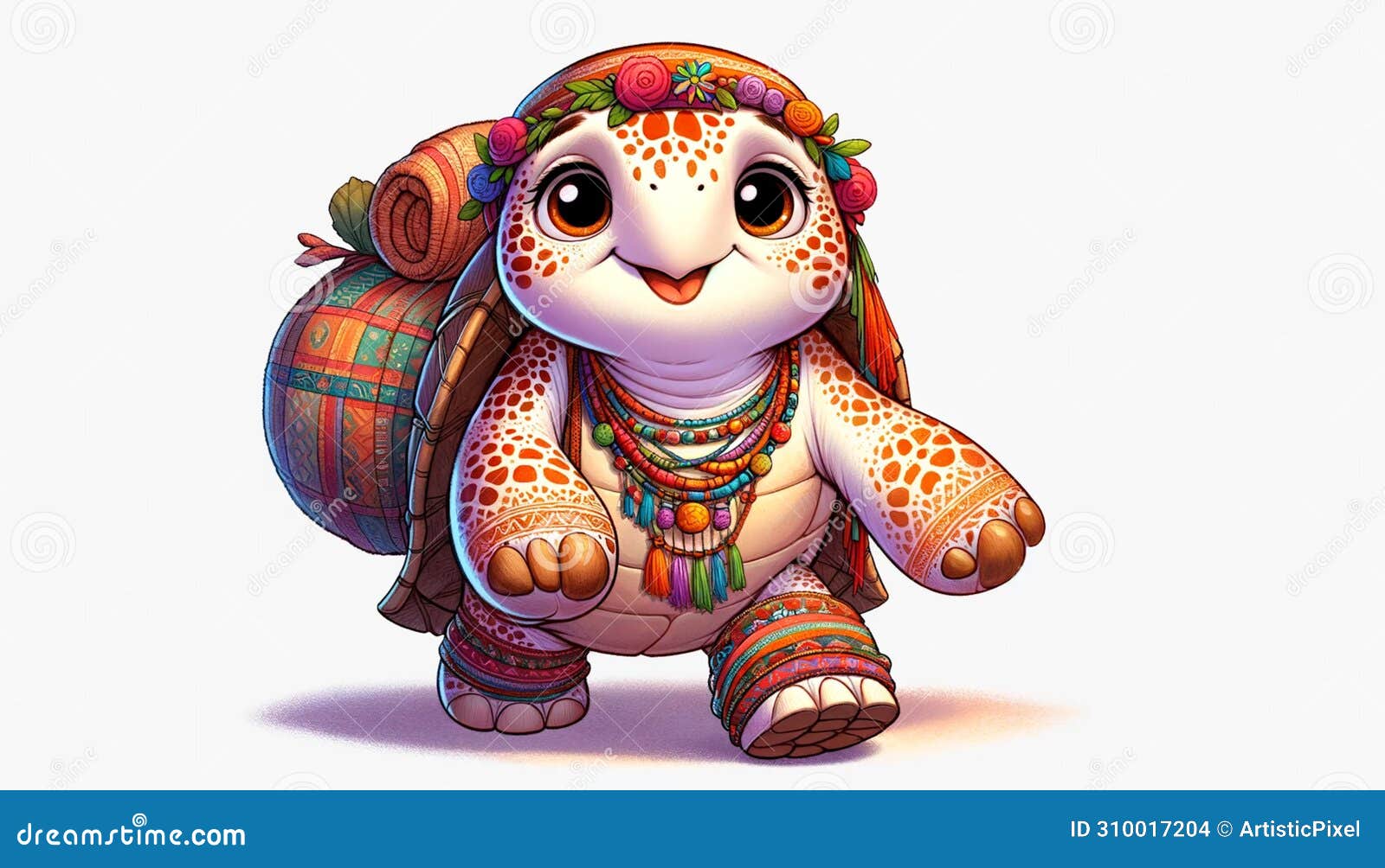 Boho-Series: Storytelling Turtle with Patchwork Journey Stock ...