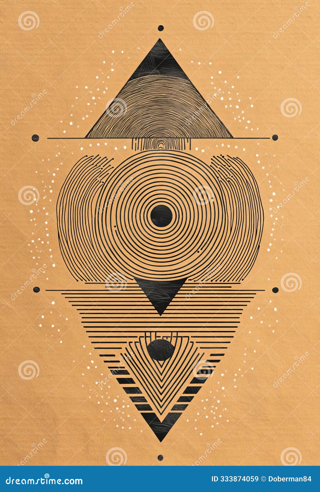 Boho Style Abstract Geometric Art with Circles and Triangles on ...