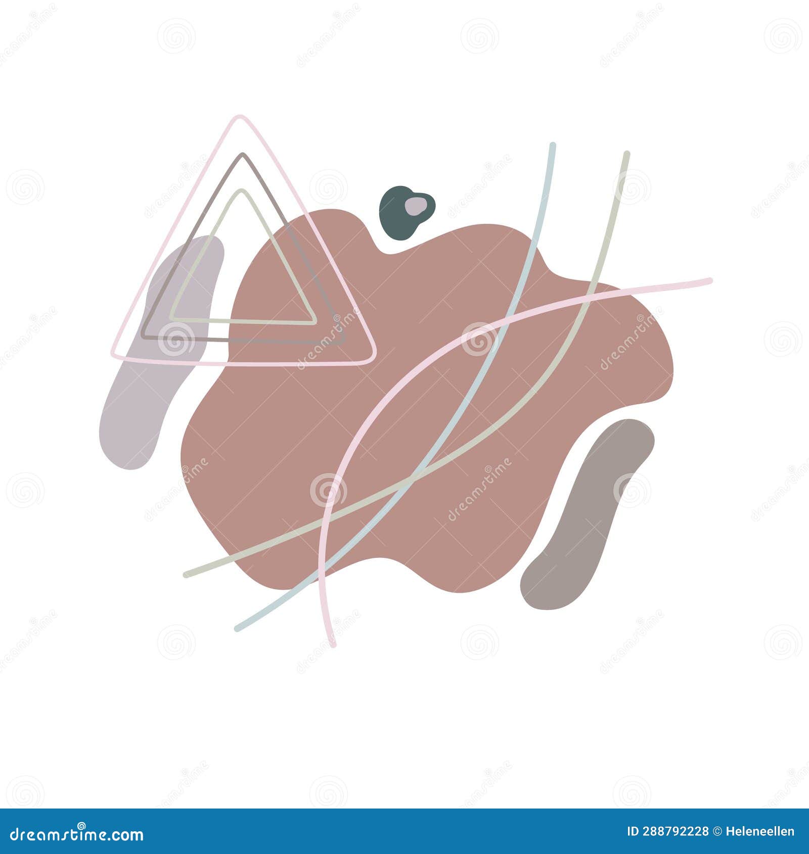 Boho Style Abstract Shapes and Outline Forms Arrangement, Simple Hand ...