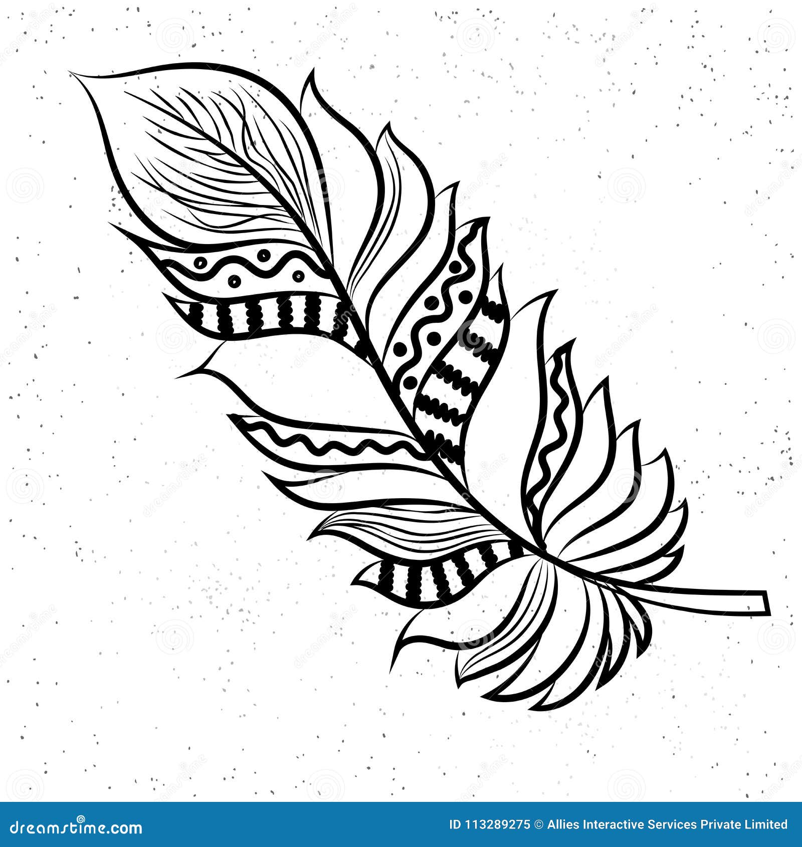 Boho Style Decorative Feather Design, Creative Hand Drawn Element ...