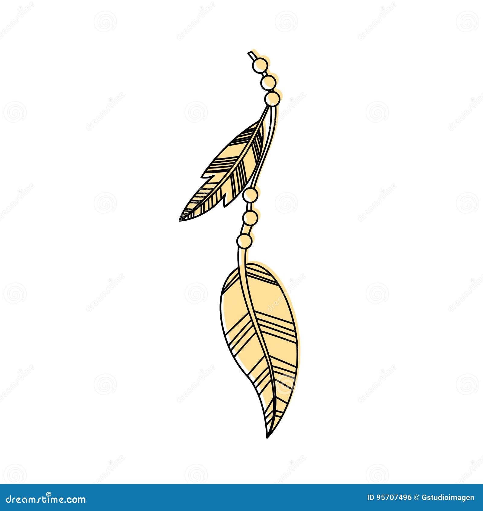 Boho Style Decorative Feather Stock Vector - Illustration of bird ...