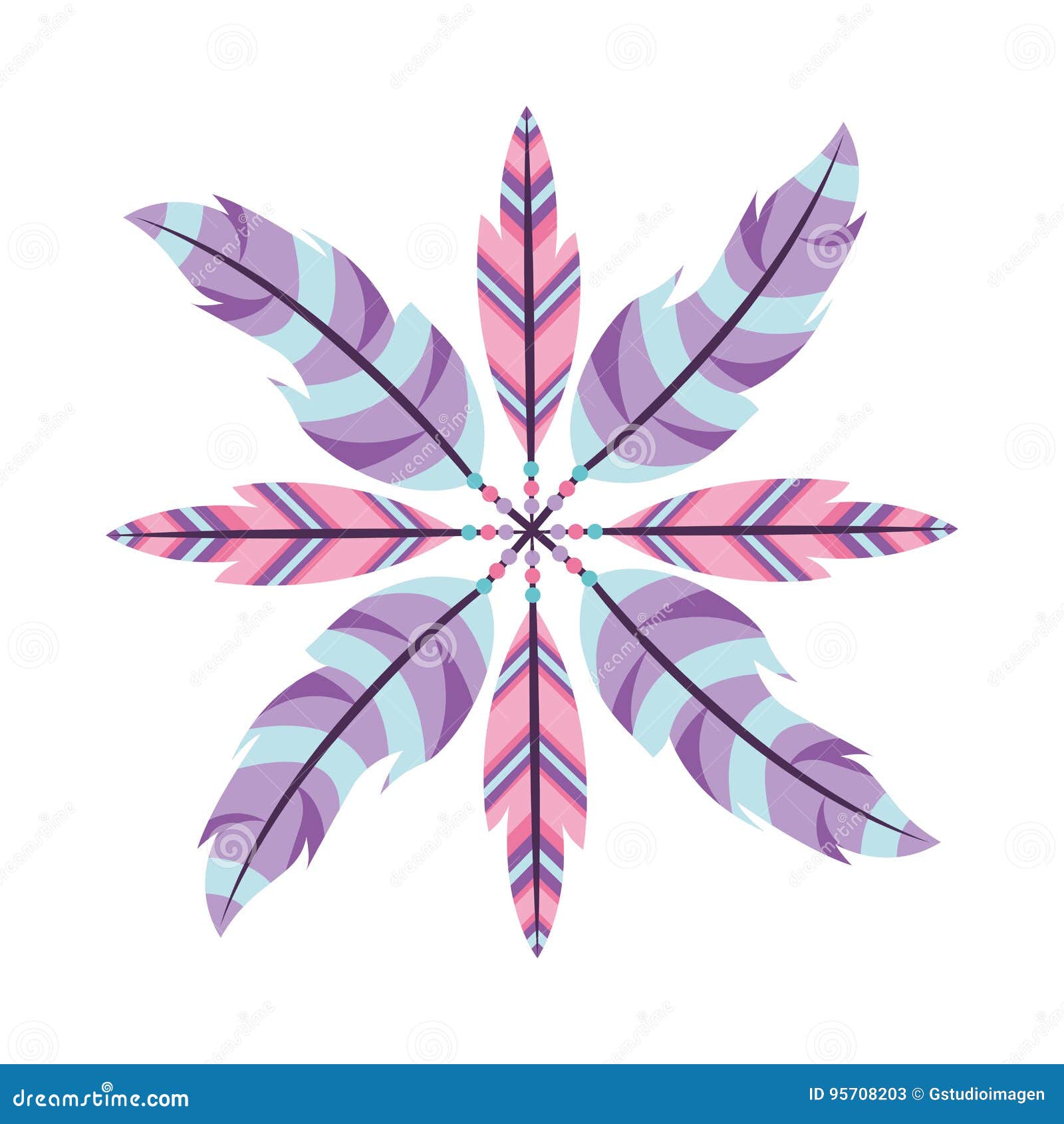 Boho Style Decorative Feathers Stock Vector - Illustration of boho ...