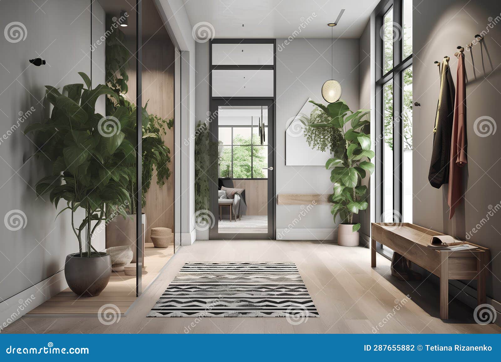 Boho Style Hallway Interior in a House Stock Illustration ...