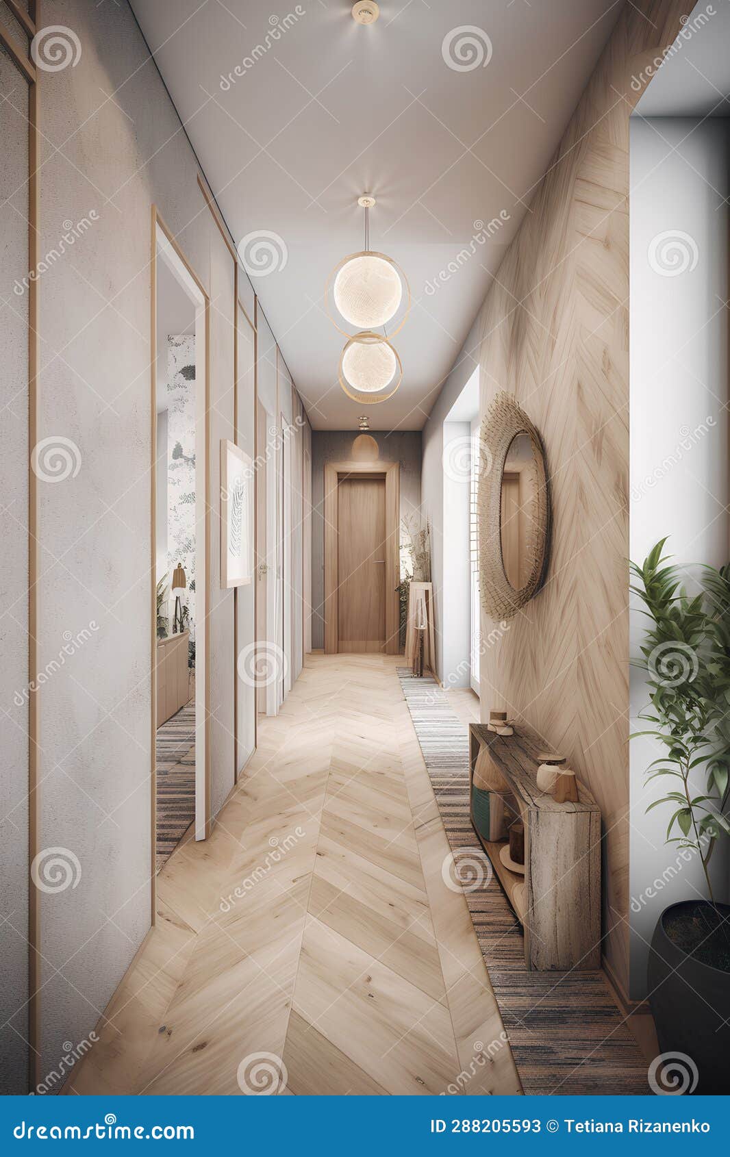 Boho Style Hallway Interior in a House Stock Illustration ...