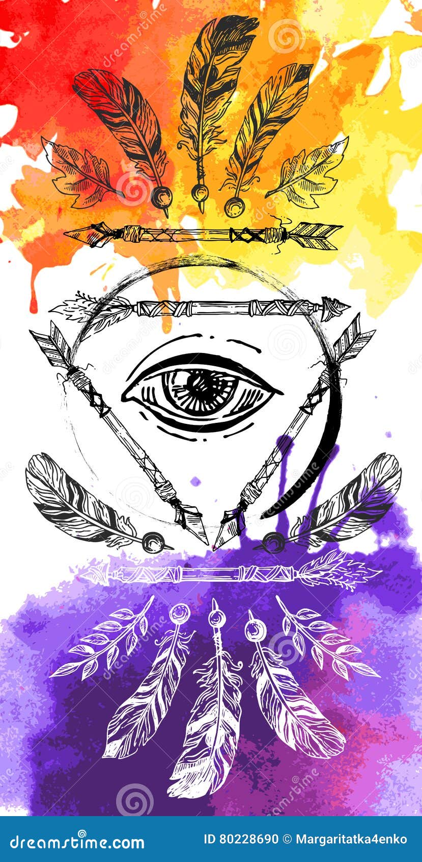 Boho style illustration stock vector. Illustration of floral - 80228690