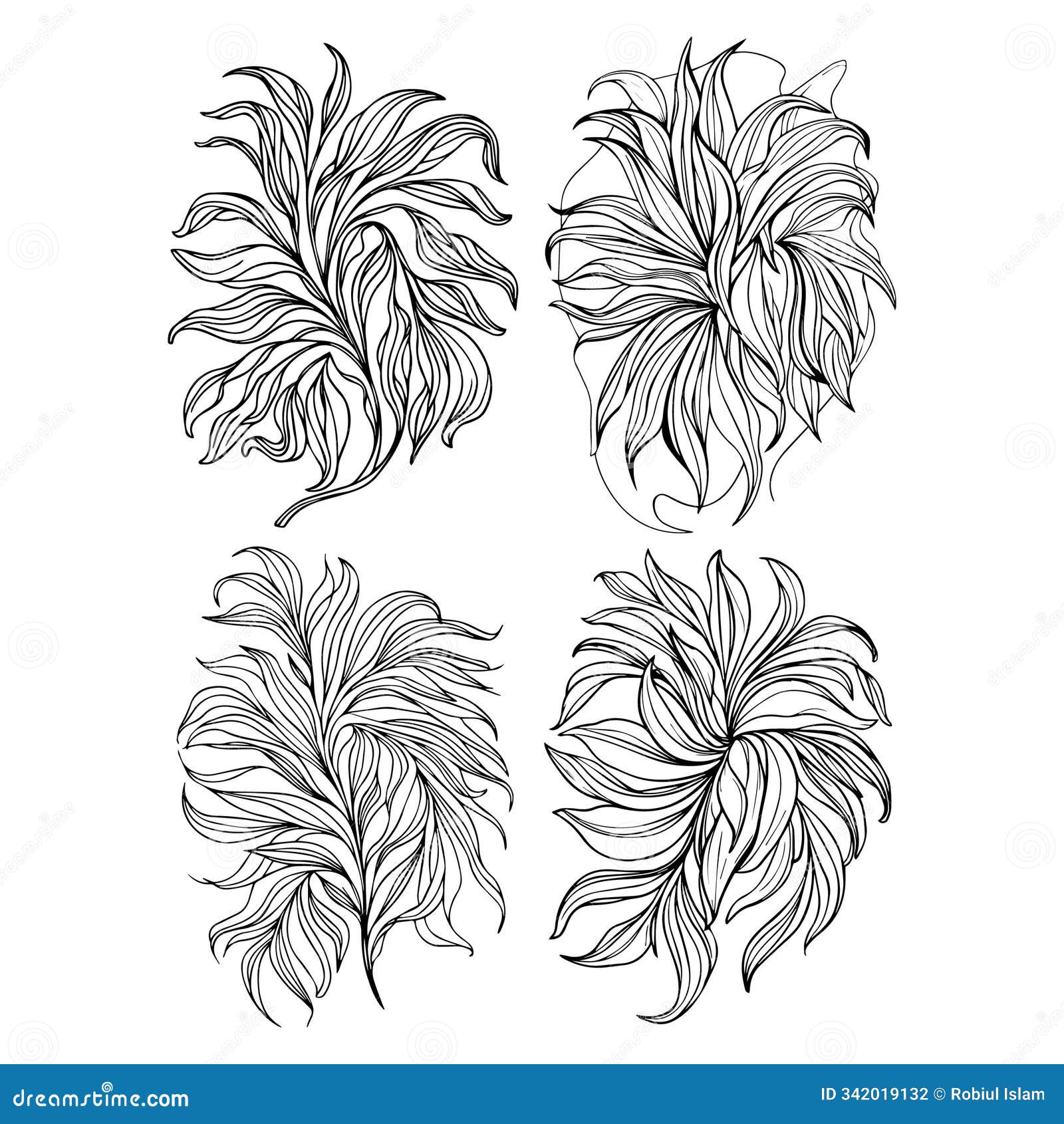 Boho Style Leaf Cluster Coloring Book Vector Design Stock Illustration ...