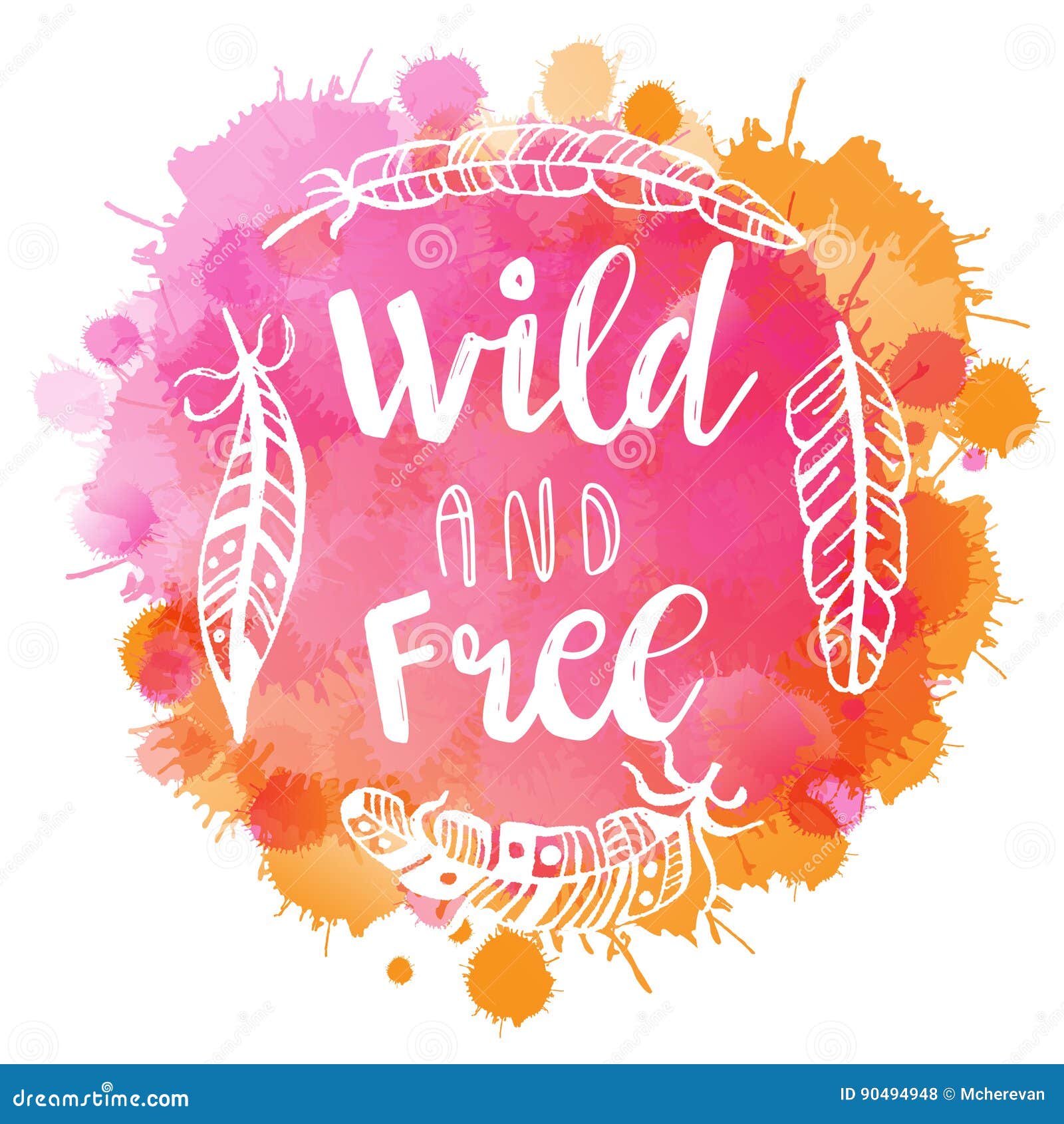 Boho Style Lettering Quote and Hand Drawn Elements. Stock Illustration ...