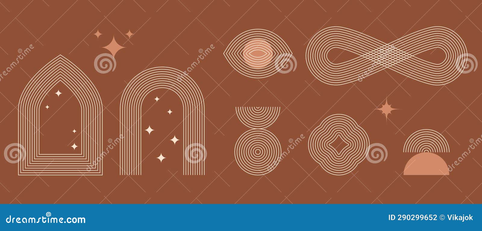 Boho Style Linear Frame Element Collection. Terracotta Design Forms ...