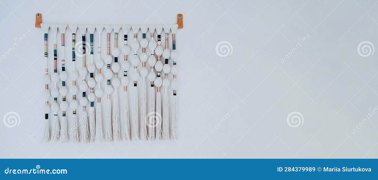 Boho Style Macrame Wall Panel Made of Natural Cotton Threads on Light ...