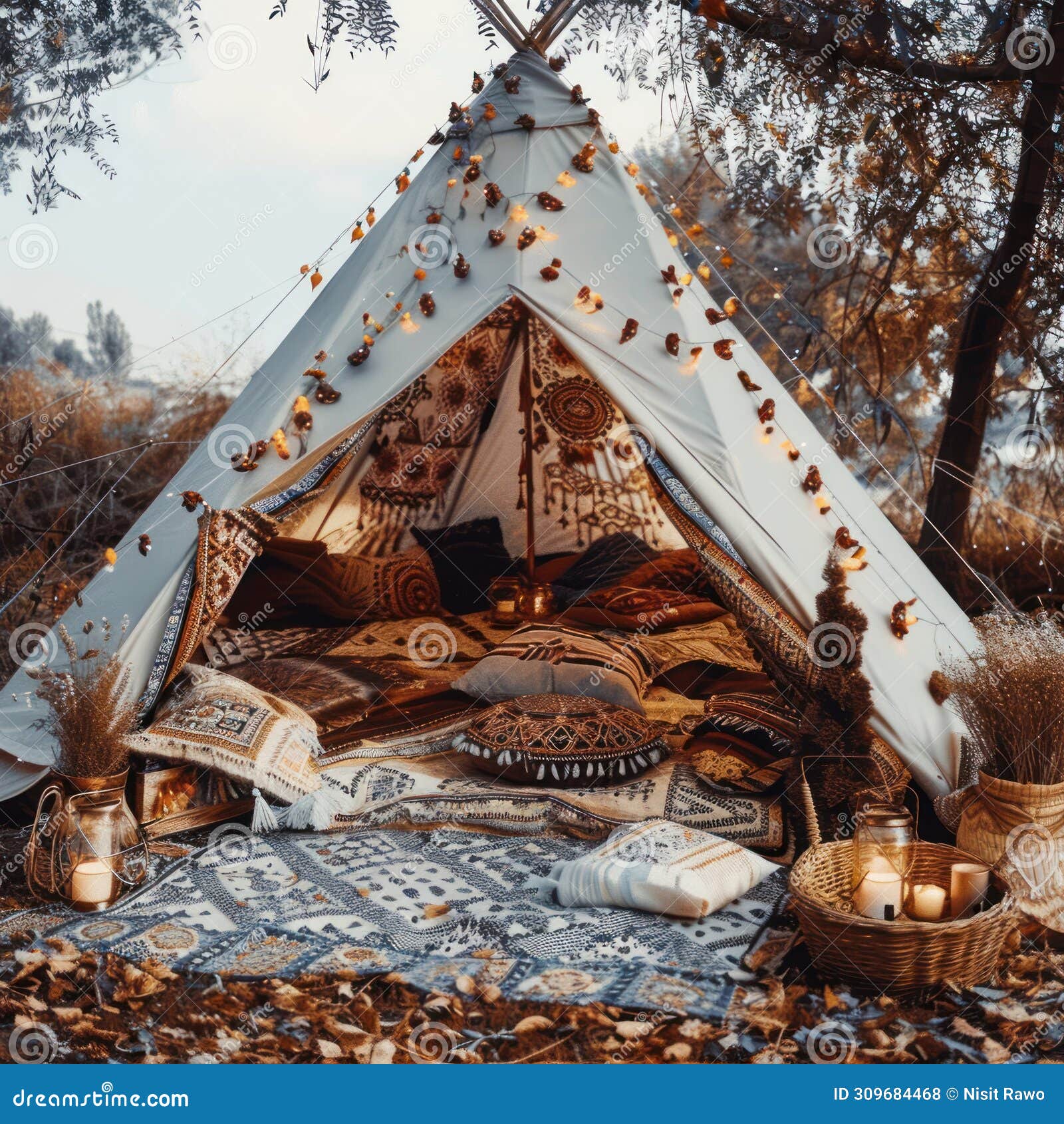 Boho Style Tents with Patterns Stock Photo - Image of design, eclectic ...