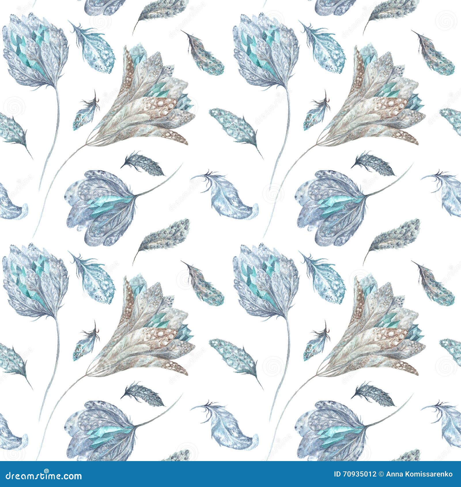 Boho Style Watercolor Pattern Stock Illustration - Illustration of ...