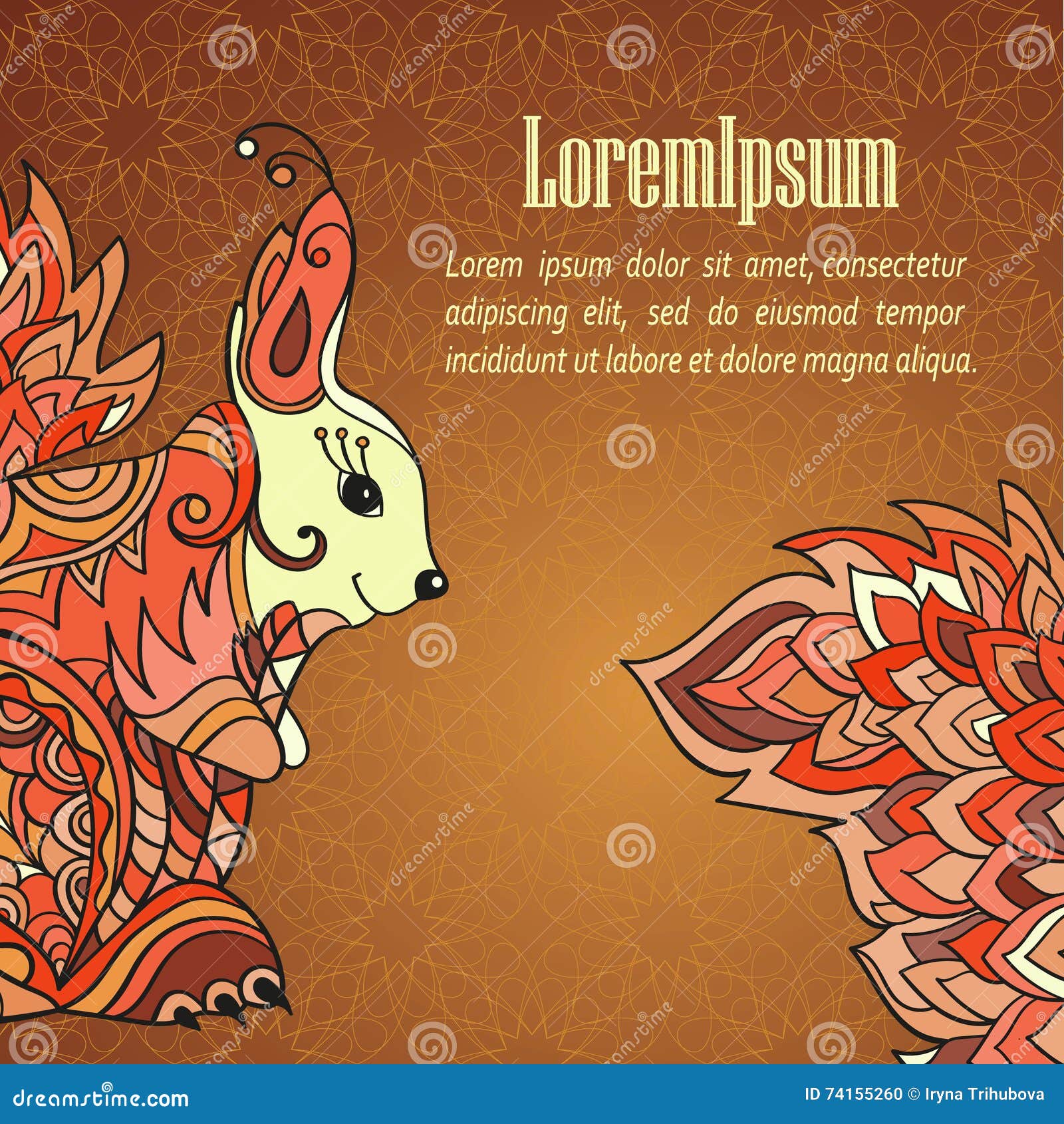 Boho Stylized Cartoon Squirrel. Stock Illustration - Illustration of ...