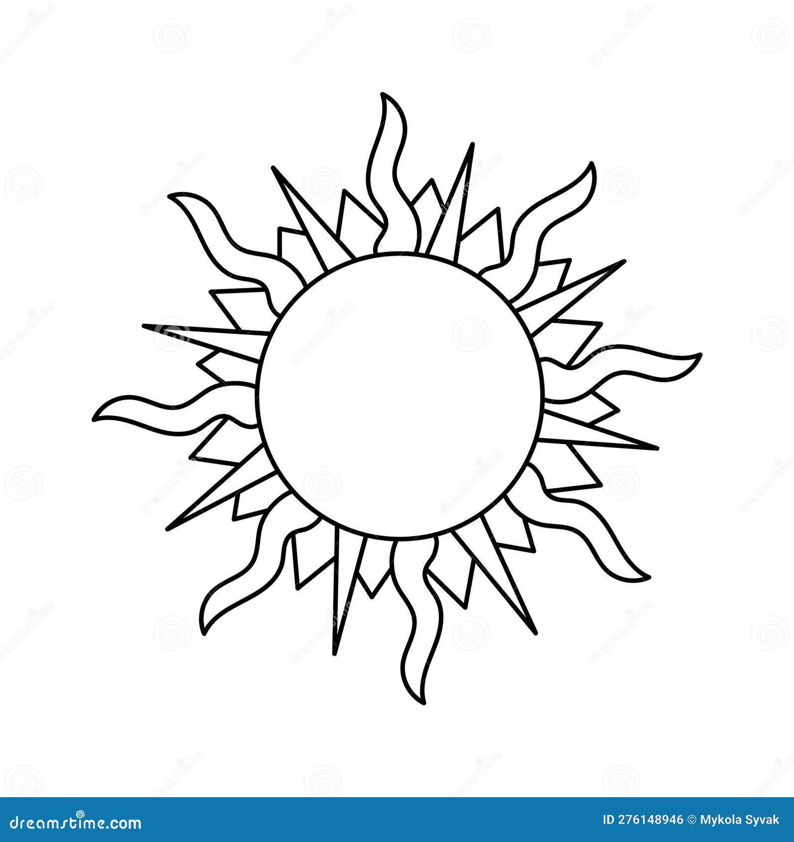 Boho Sun Lined stock vector. Illustration of sunburst - 276148946