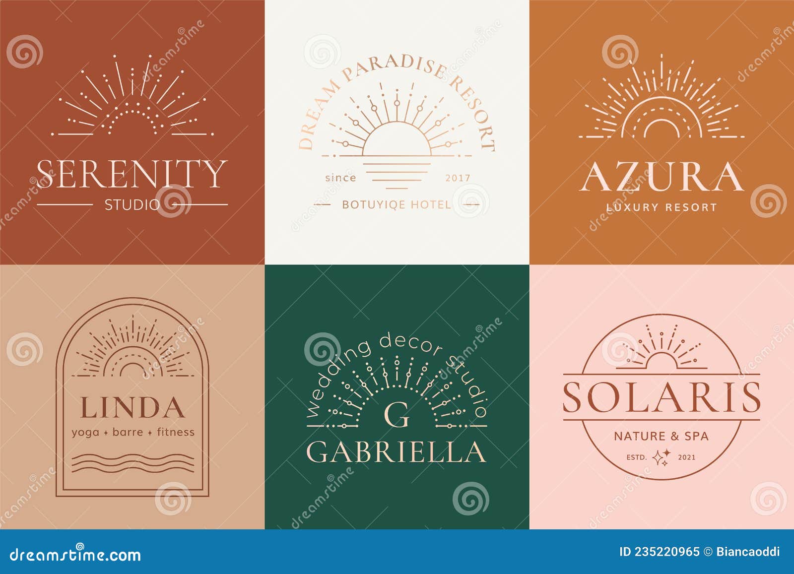 Boho Sun Logo, Sun Line Art Vector. Sunshine Vector Logo Design Stock ...