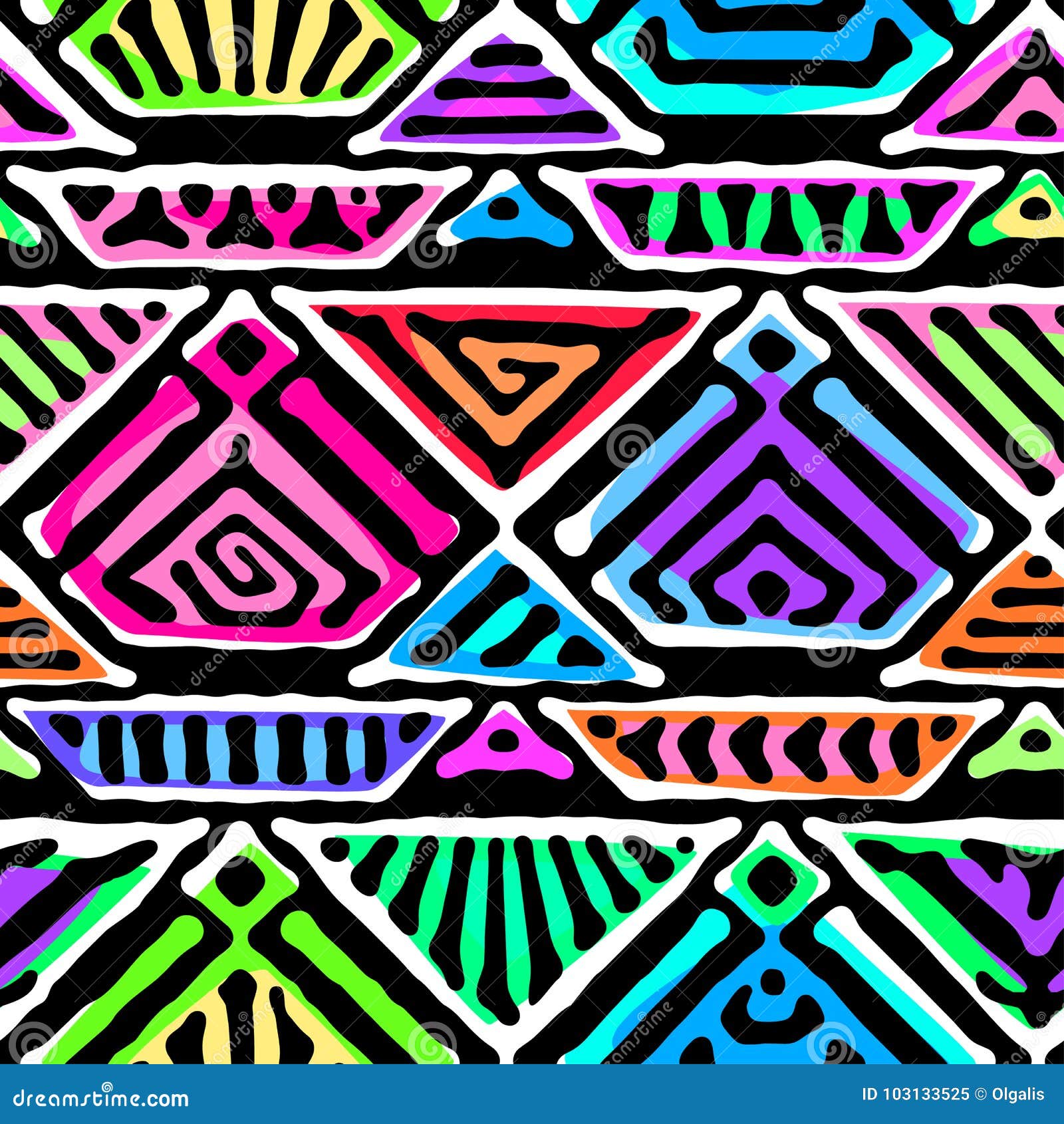 Boho Textile Seamless Pattern. Stock Illustration - Illustration of ...