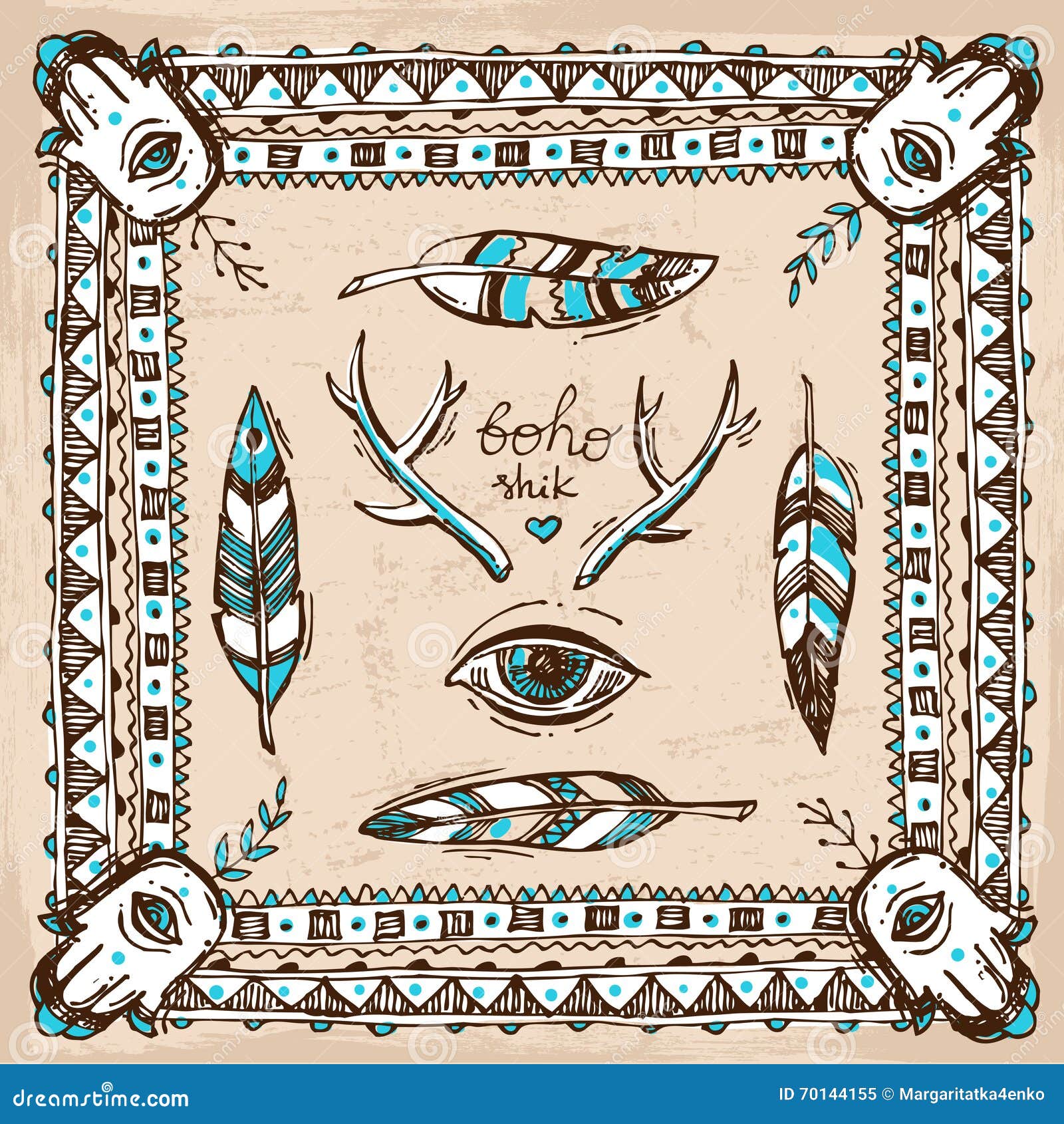 Boho vector illustration. stock vector. Illustration of dream - 70144155