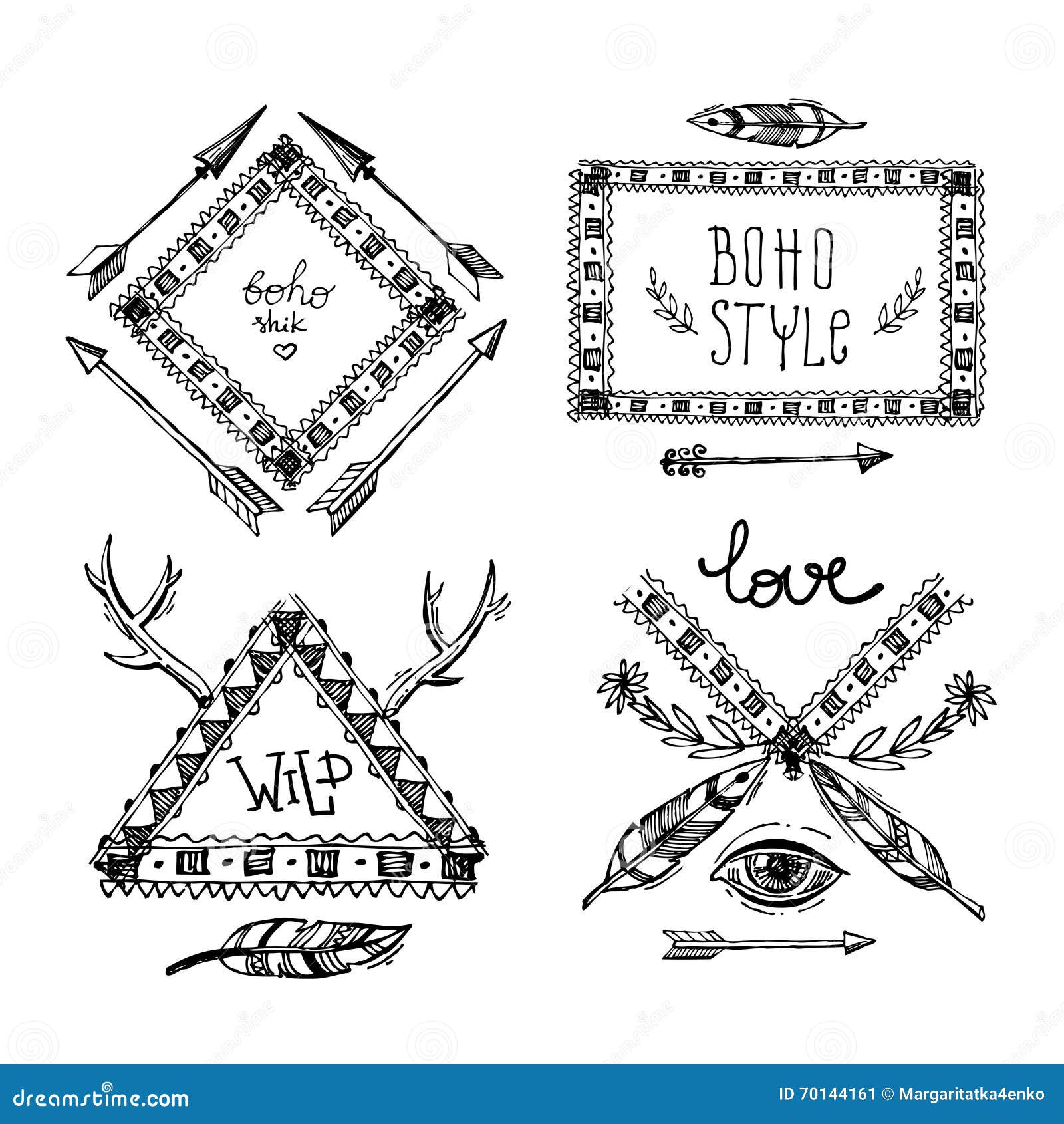 Boho vector illustration. stock vector. Illustration of elegant - 70144161