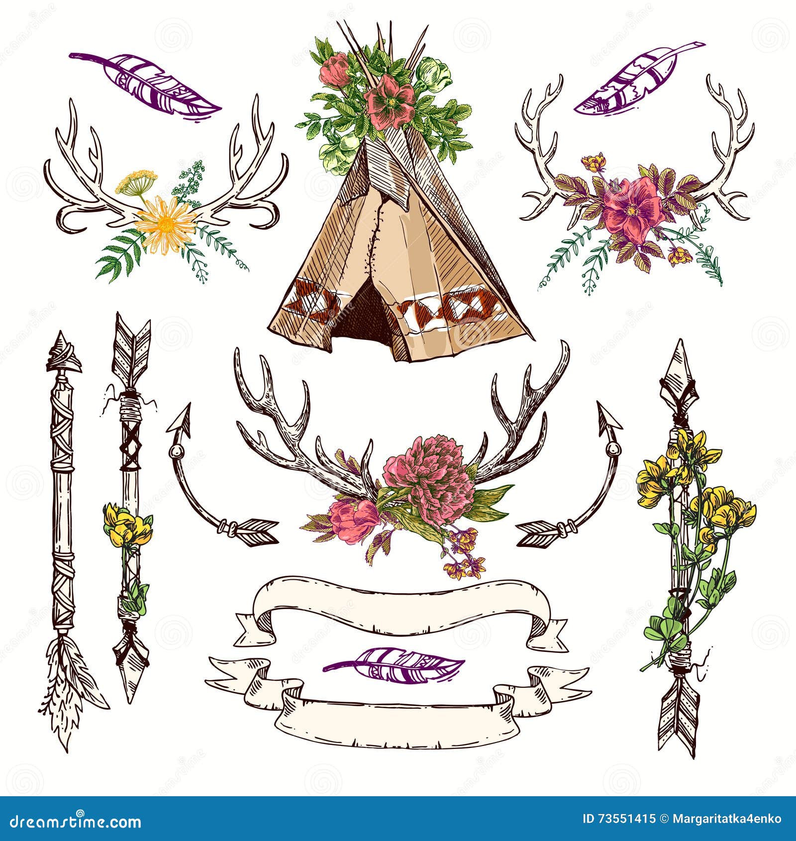 Boho vector illustration. stock vector. Illustration of ethnic - 73551415