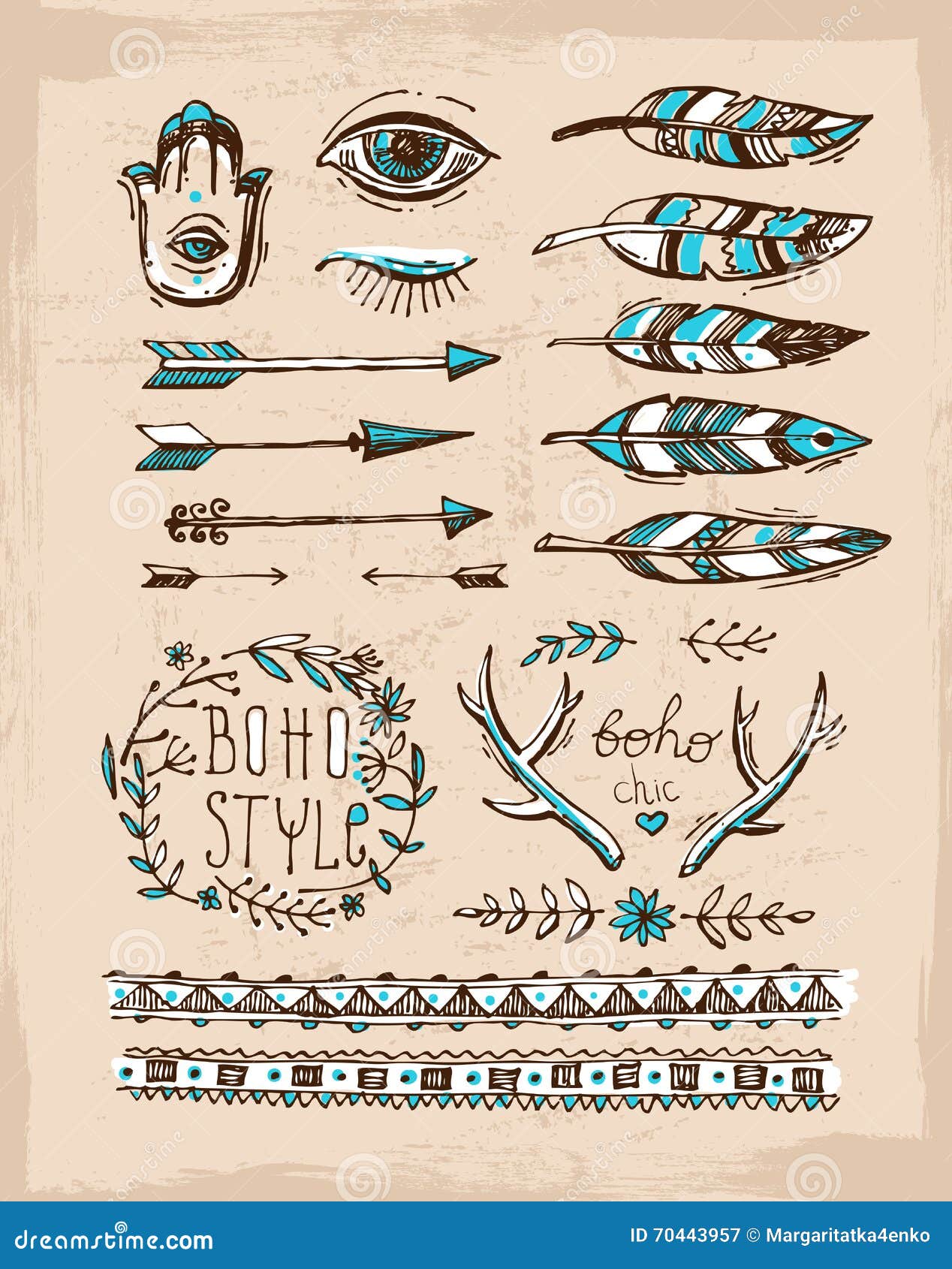 Boho vector illustration. stock vector. Illustration of curve - 70443957