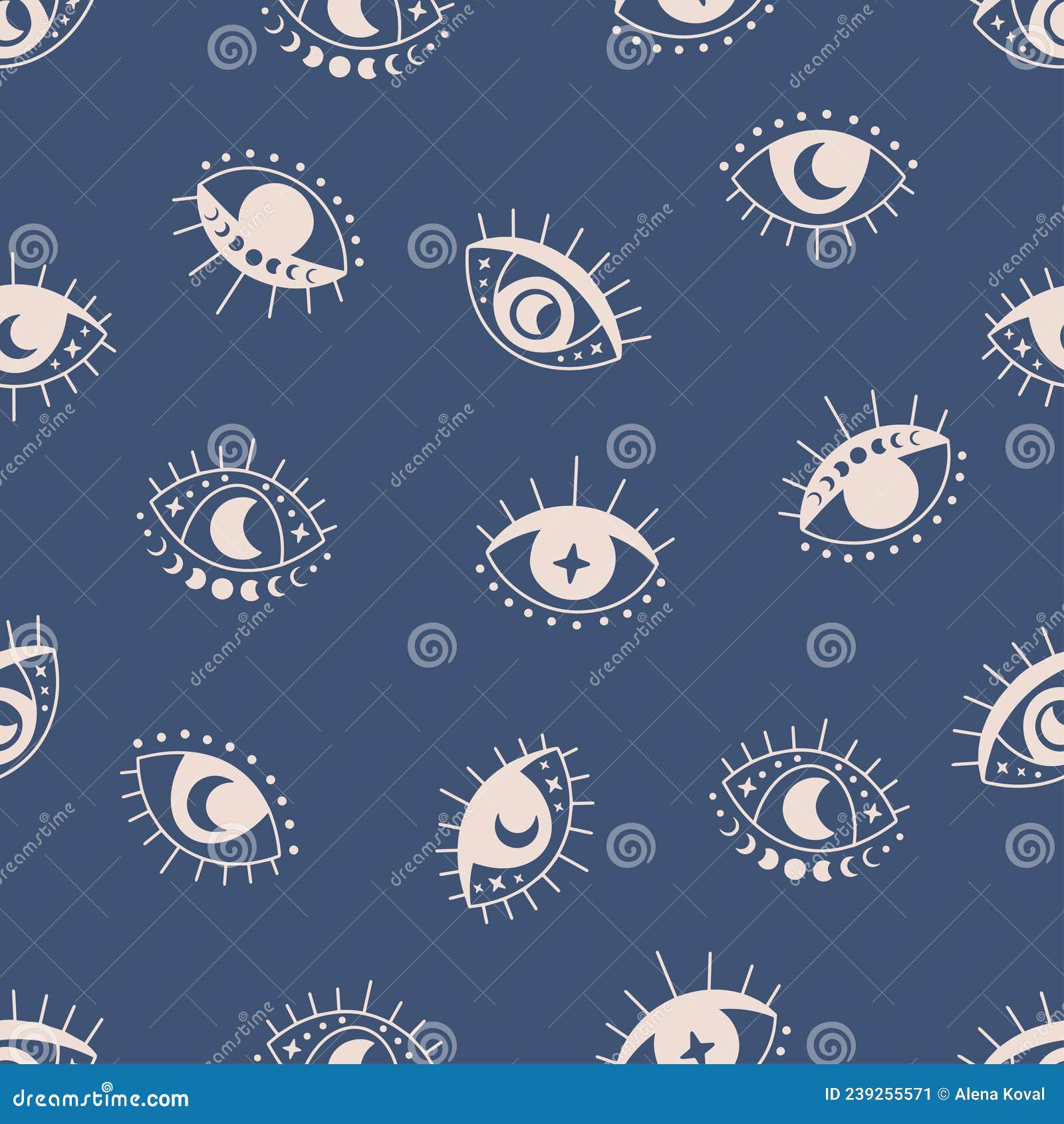 Boho Vector Seamless Pattern. Stock Vector - Illustration of evil, boho ...