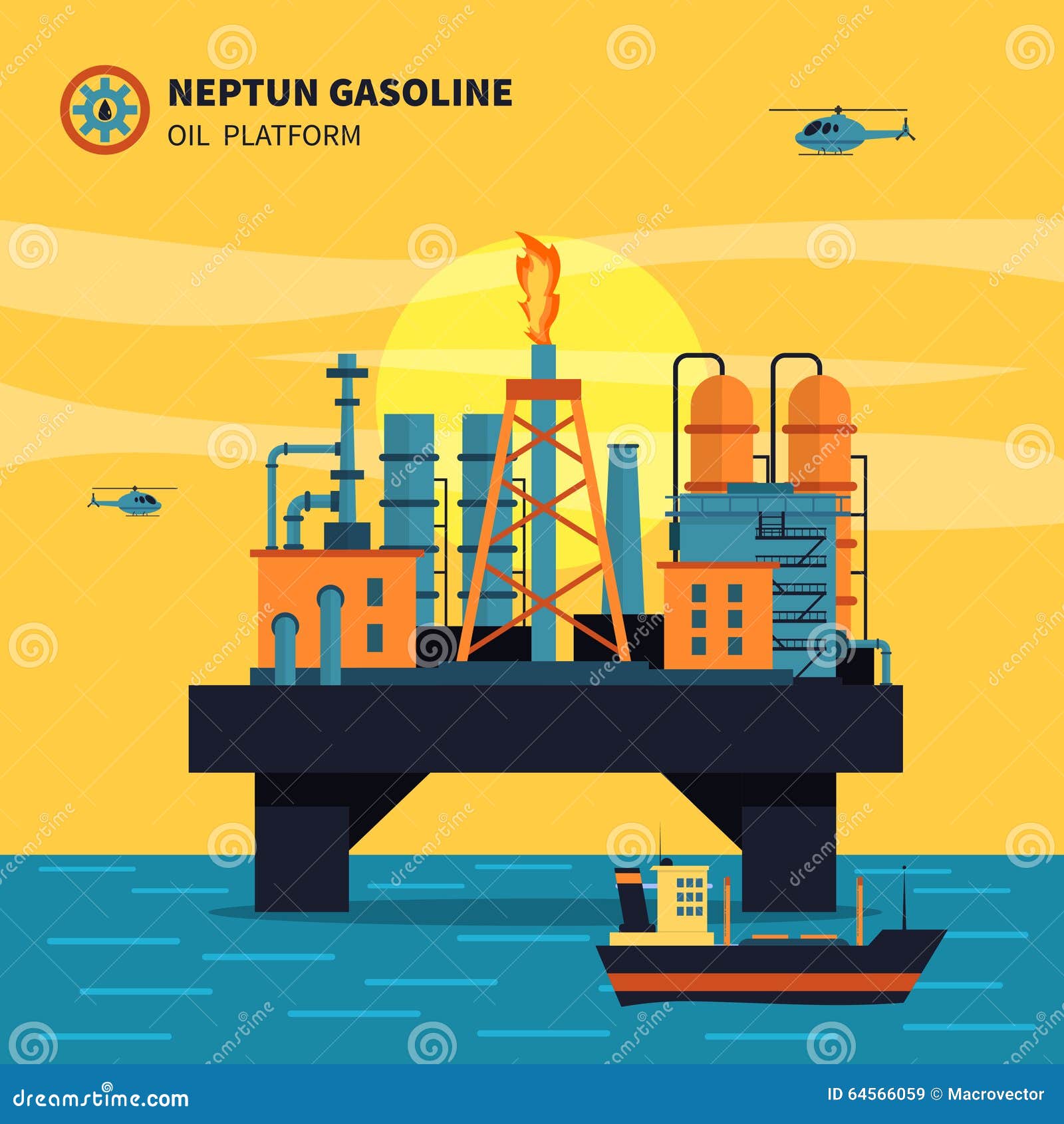 Bohrinsel-Illustration vektor abbildung. Illustration von fülle - 64566059