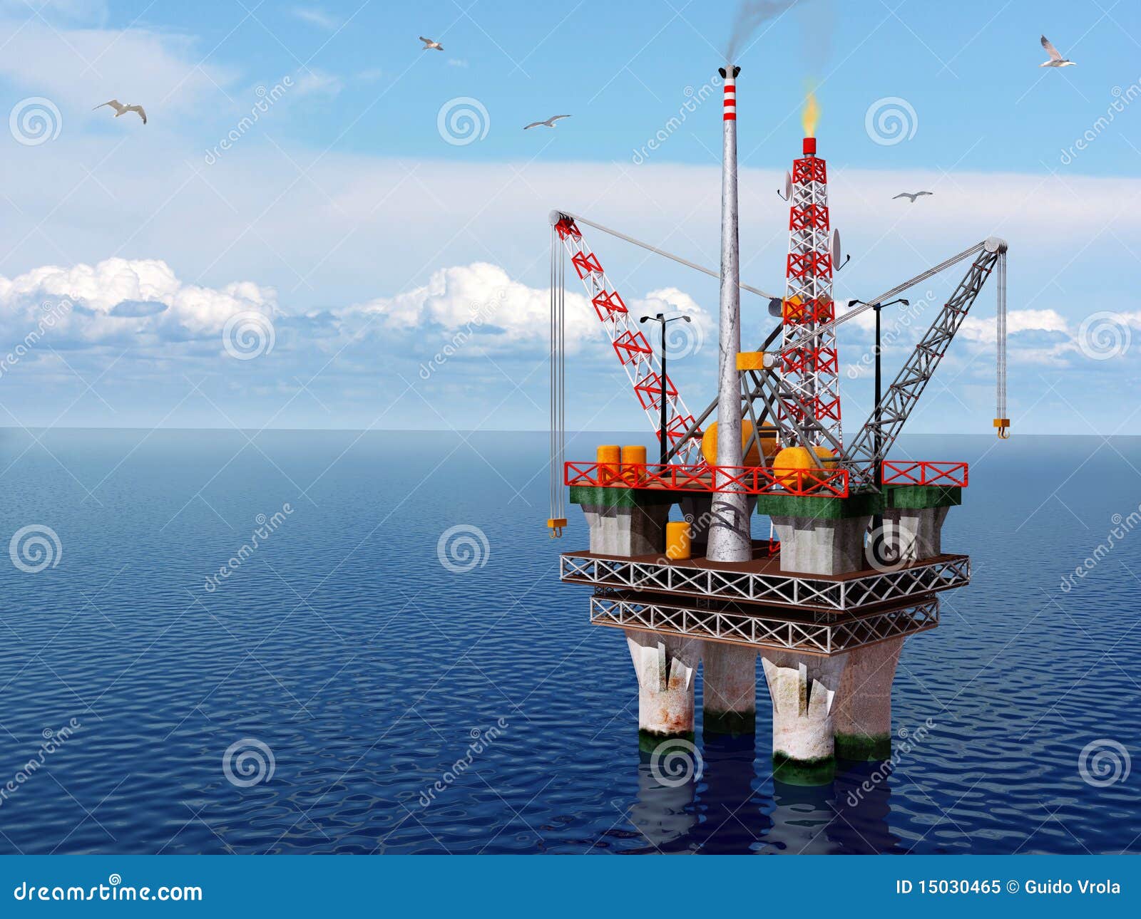 Bohrinsel im Meer stock abbildung. Illustration von anpassung - 15030465