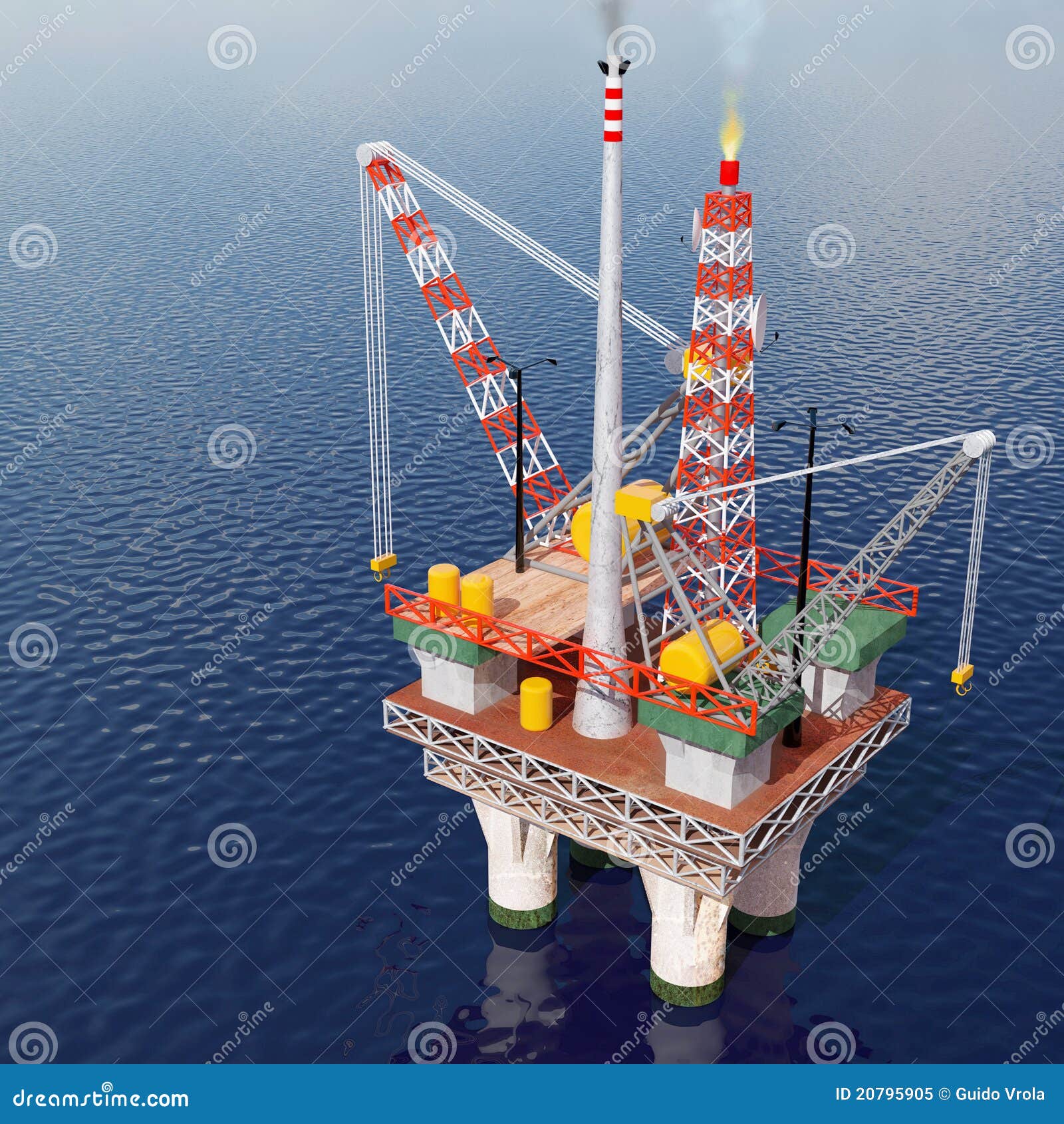 Bohrinsel im Meer stock abbildung. Illustration von nave - 20795905