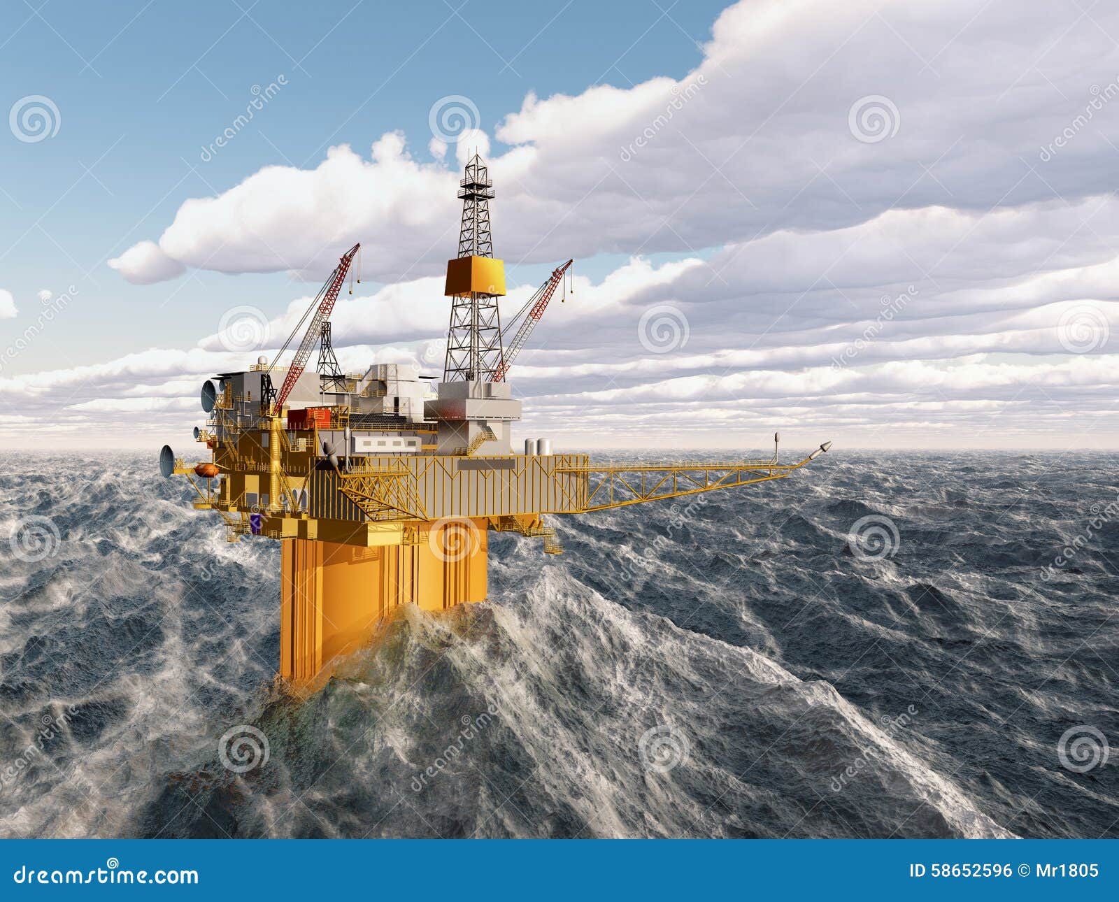 Bohrinsel Im Stürmischen Ozean Stock Abbildung - Illustration von ...