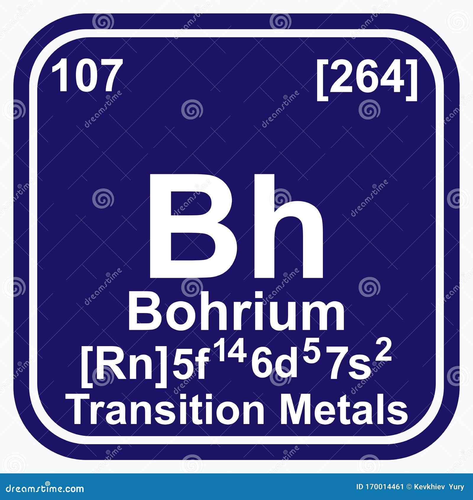 Bohrium Periodic Table of the Elements Vector Illustration Eps 10 Stock ...