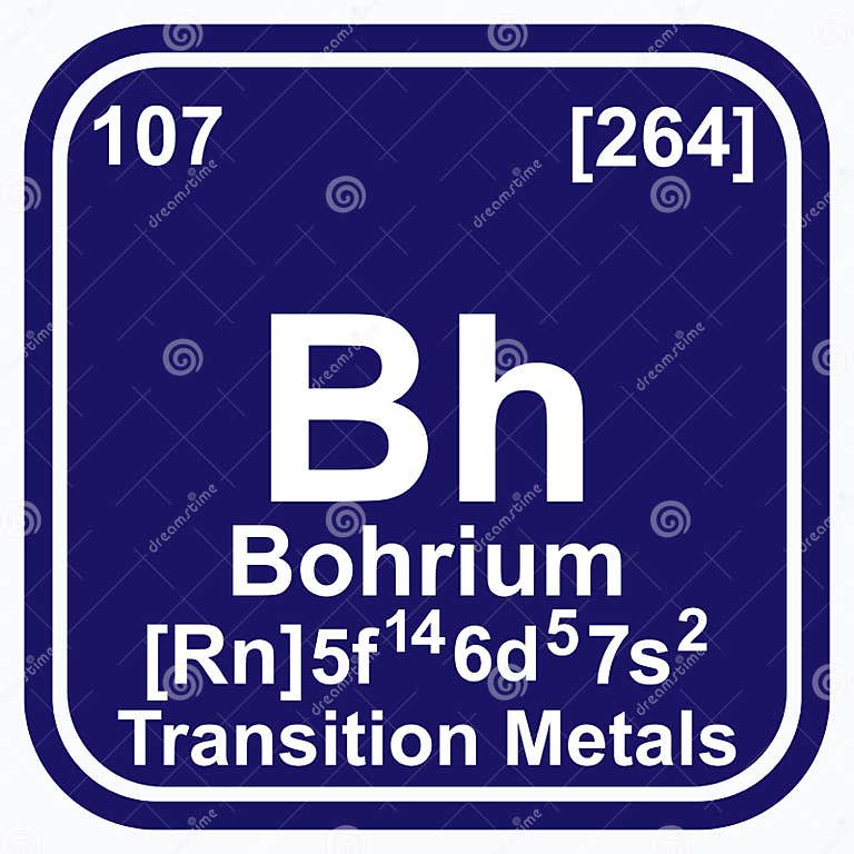 Bohrium Periodic Table of the Elements Vector Illustration Eps 10 Stock ...