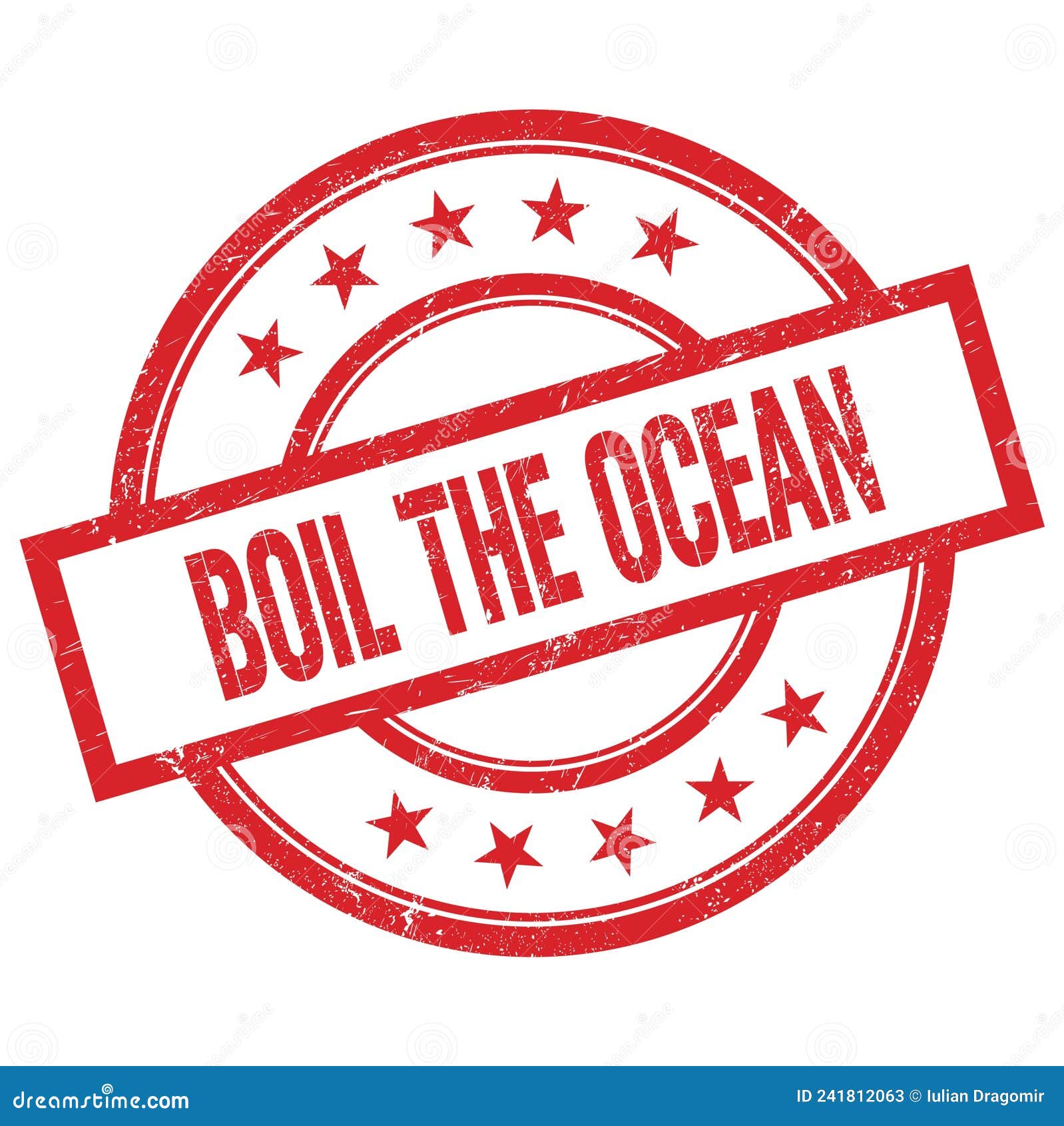 BOIL the OCEAN Text Written on Red Vintage Round Stamp Stock ...