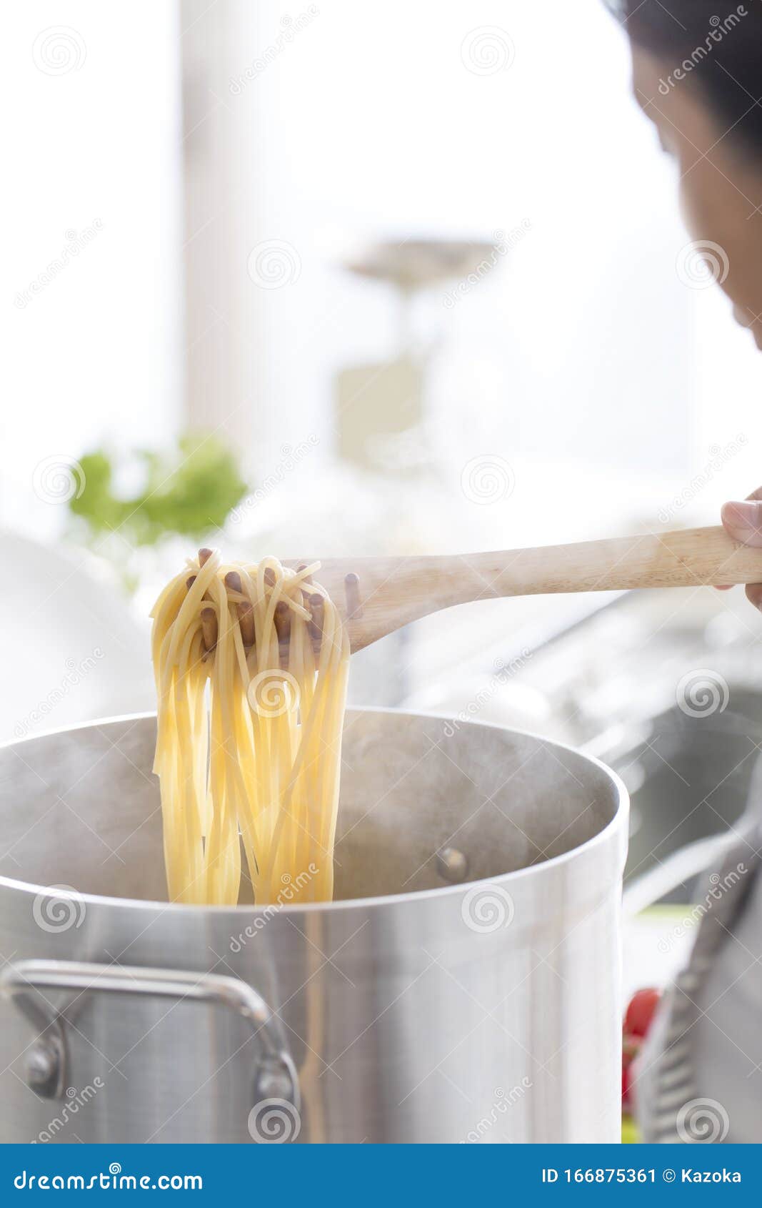 Boil pasta in a pot stock image. Image of incise, food - 166875361