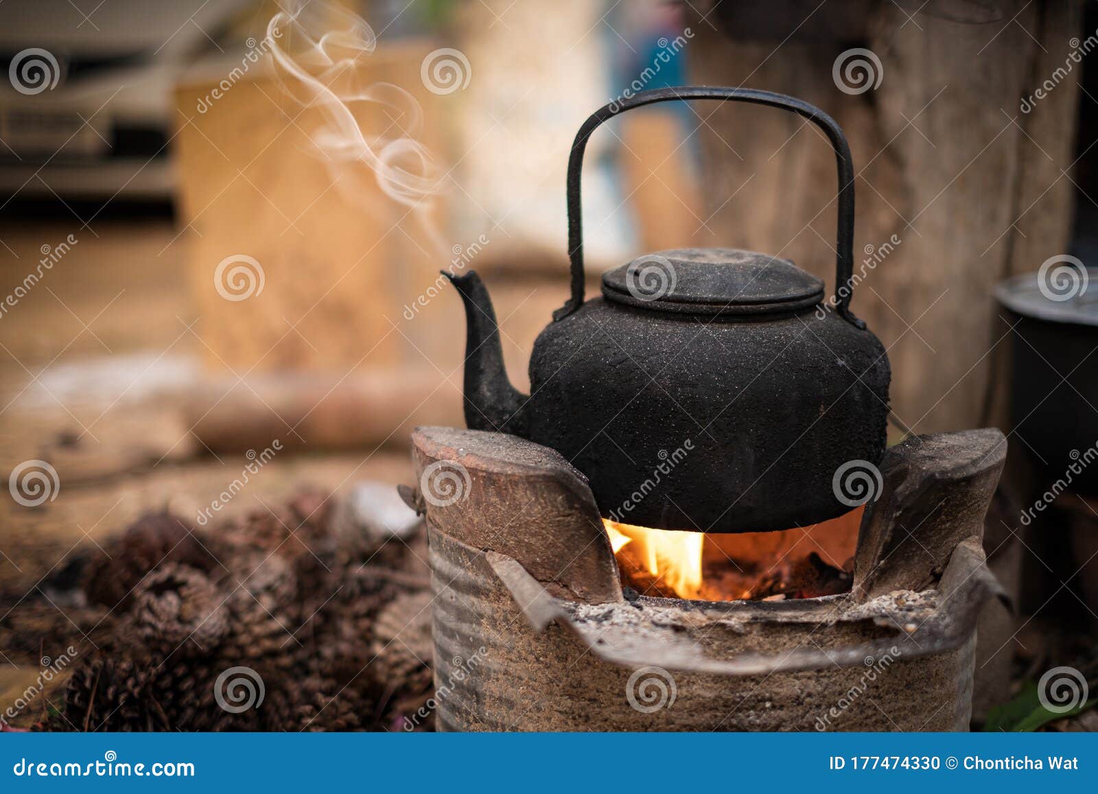 The Fire To Boil Water For Tea Royalty-Free Stock Image | CartoonDealer ...