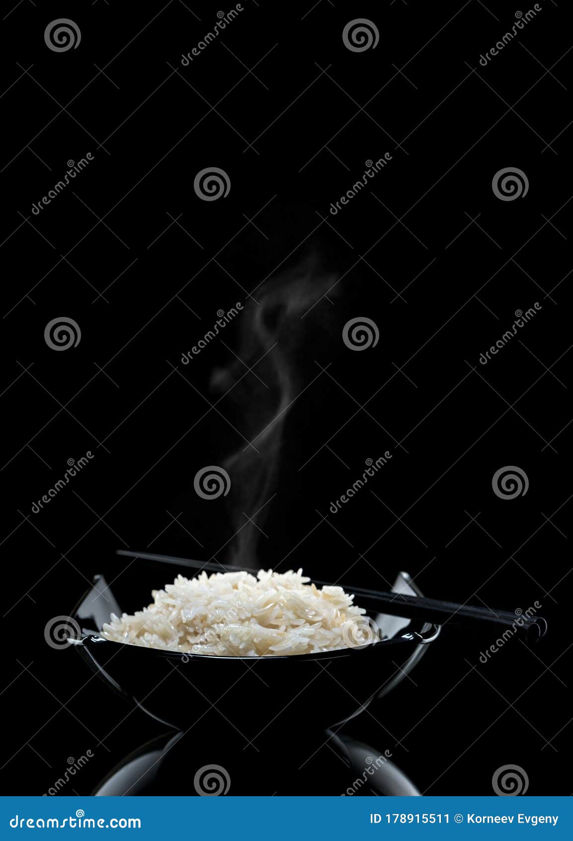 Boiled Basmati Rice on a Black Background. Asian Tradition Stock Image ...