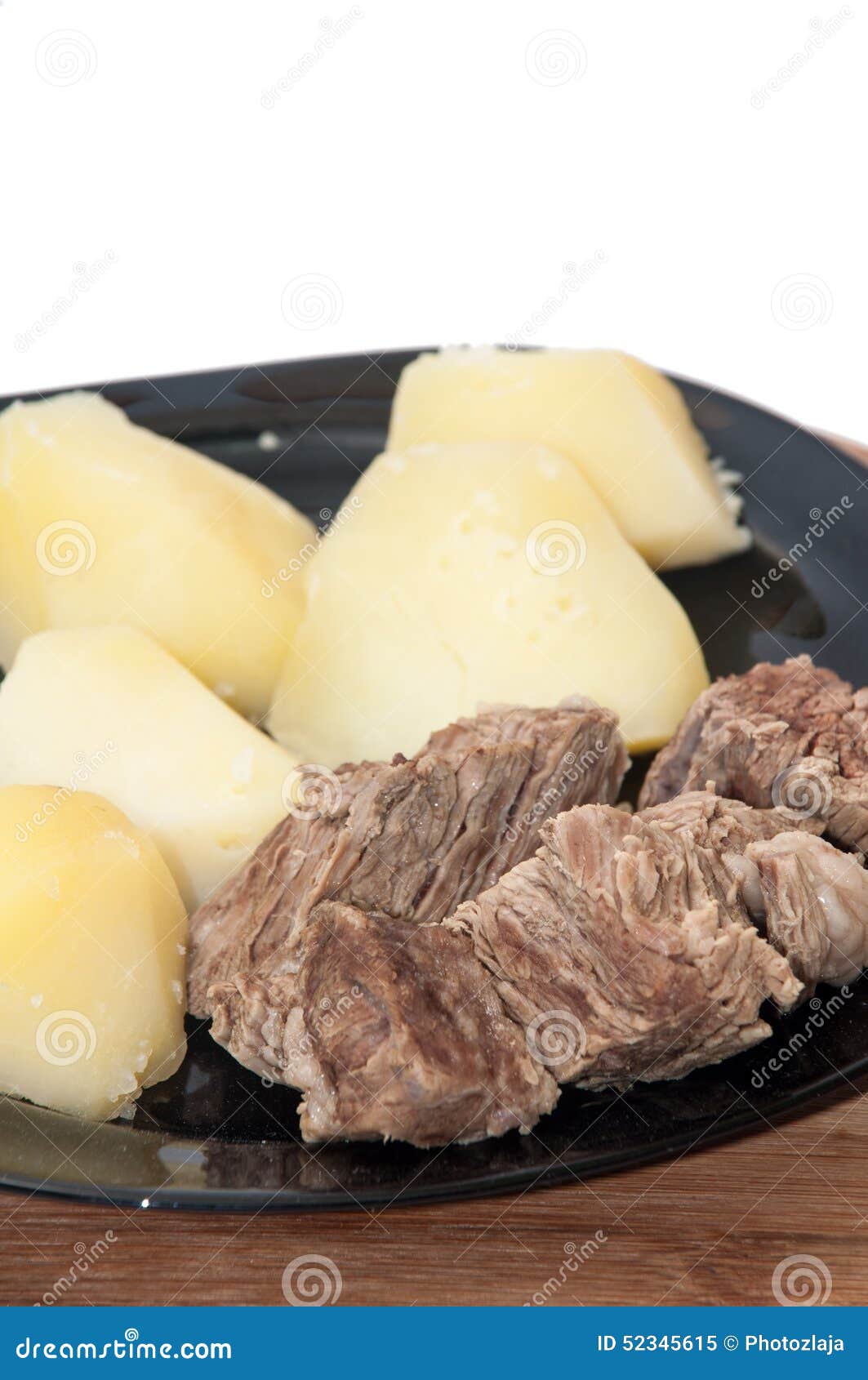 Boiled Beef and Boiled Potatoes Served on a Plate Stock Image - Image ...
