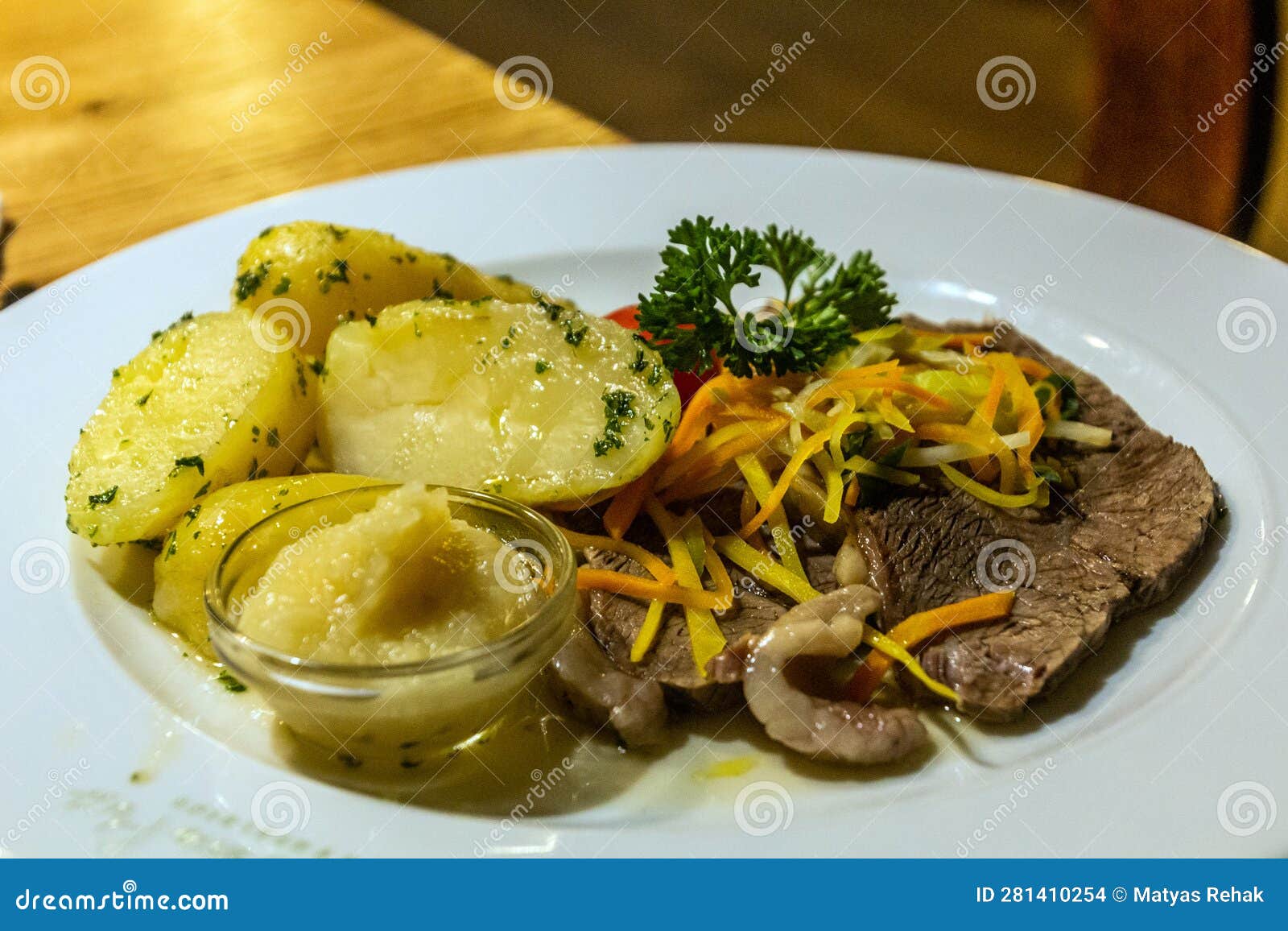 Boiled Beef, Potatoes and Vegetable, Meal in Bavaria, Germa Stock Photo ...