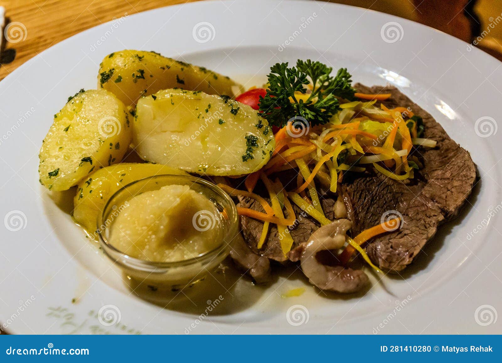 Boiled Beef, Potatoes and Vegetable, Meal in Bavaria, Germa Stock Photo ...