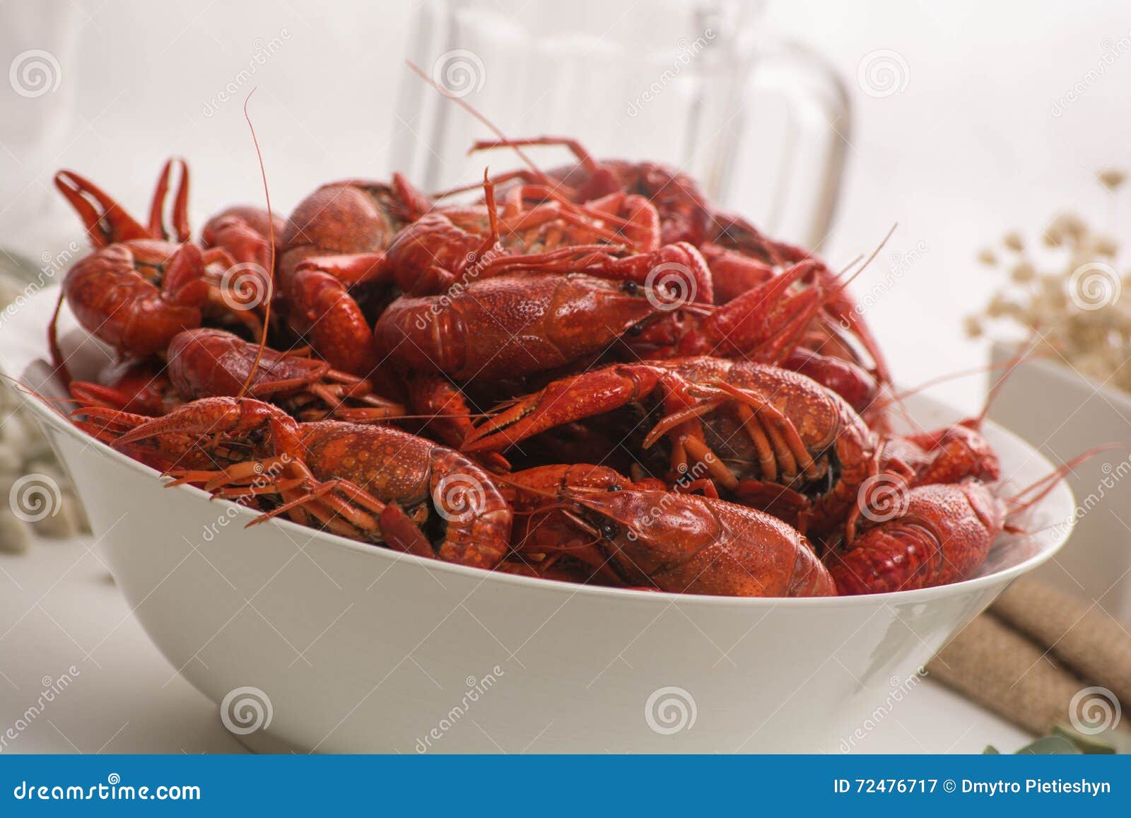 Boiled Big Crawfish on the White Surface Stock Image - Image of food ...