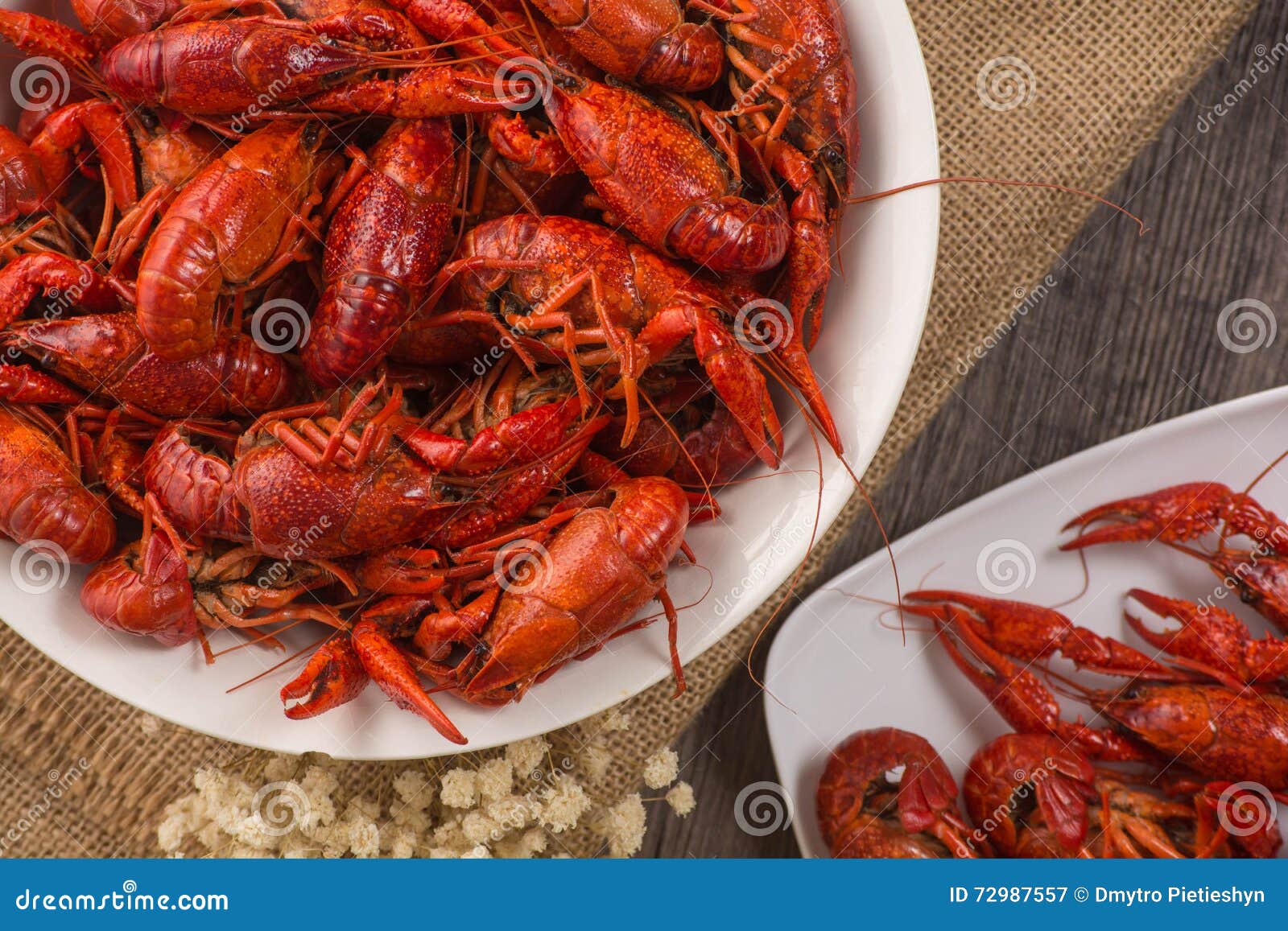 Boiled Big Crawfish on the Wooden Surface Stock Image - Image of dill ...