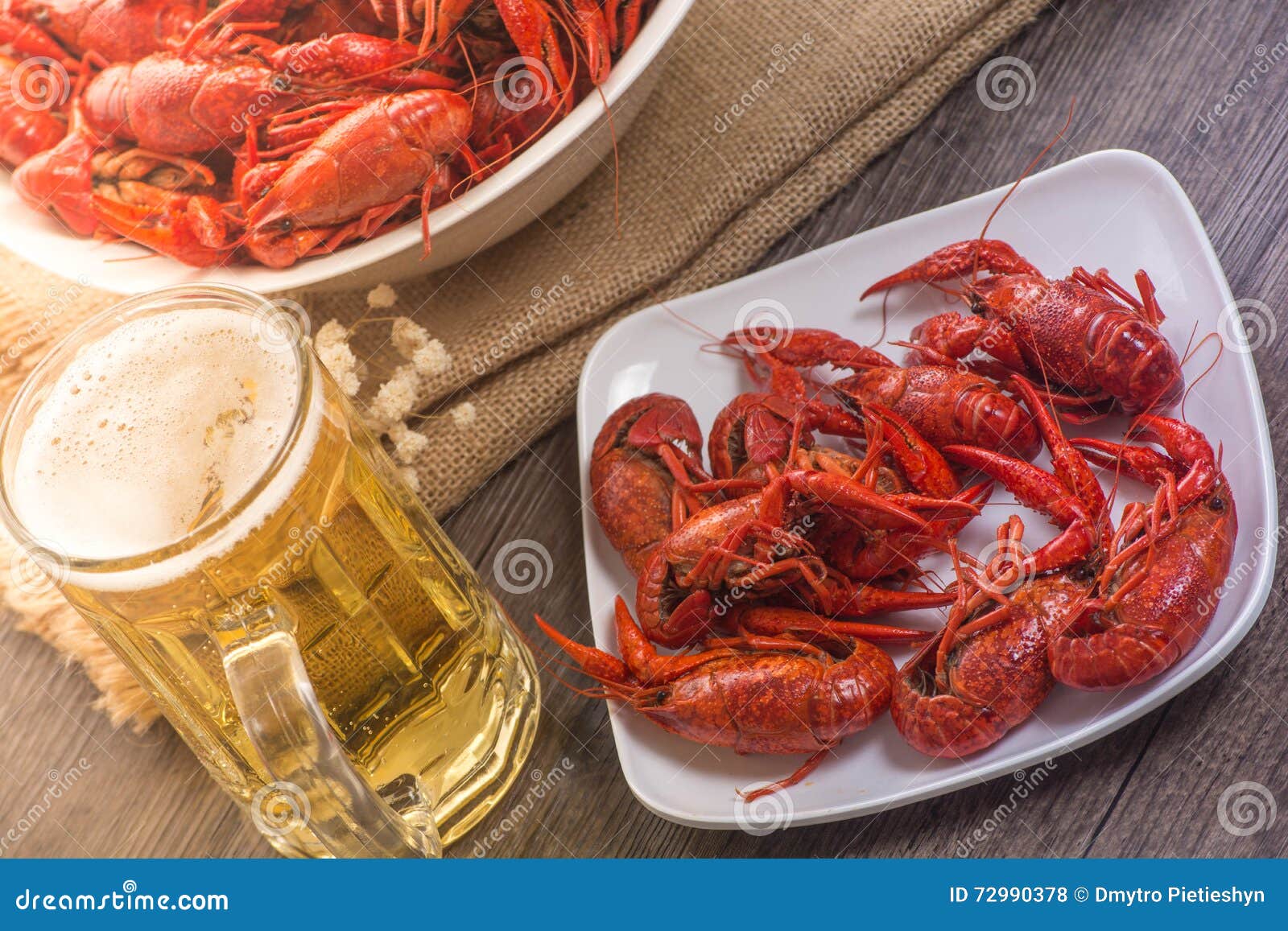 Boiled Big Crawfish on the Wooden Surface Stock Photo - Image of huge ...