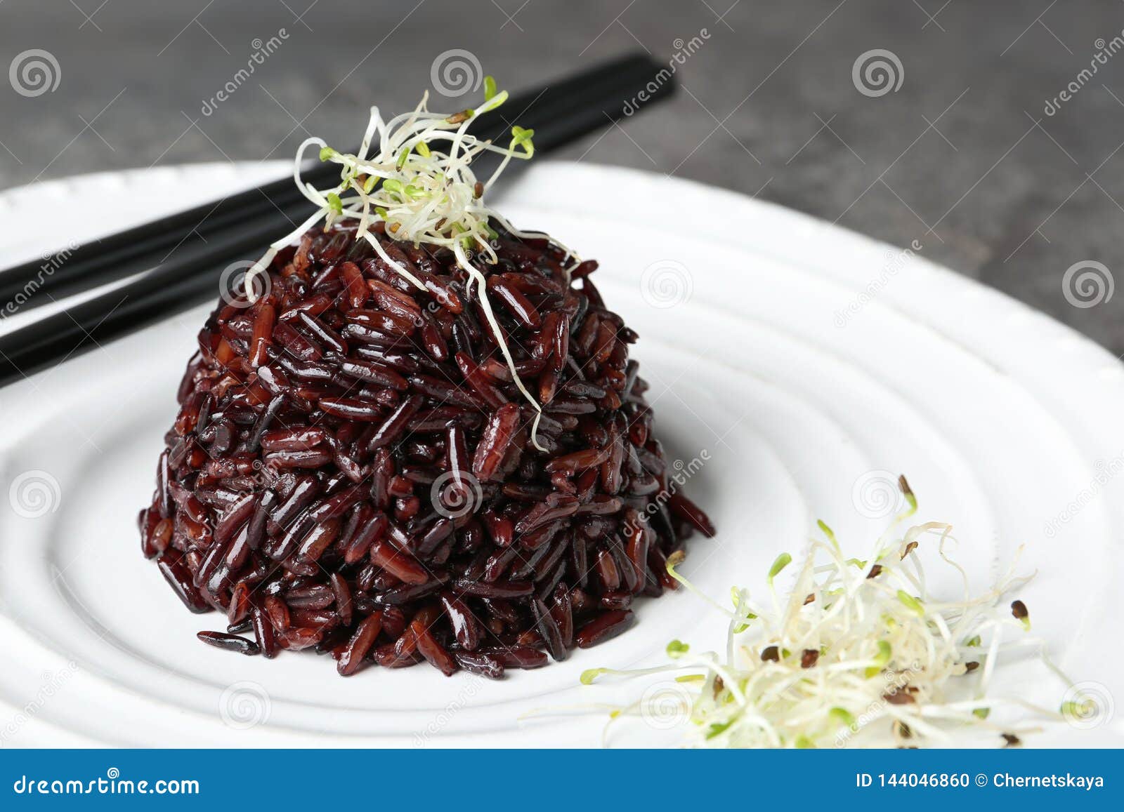 Boiled Brown Rice on Plate, Closeup Stock Photo - Image of asian ...