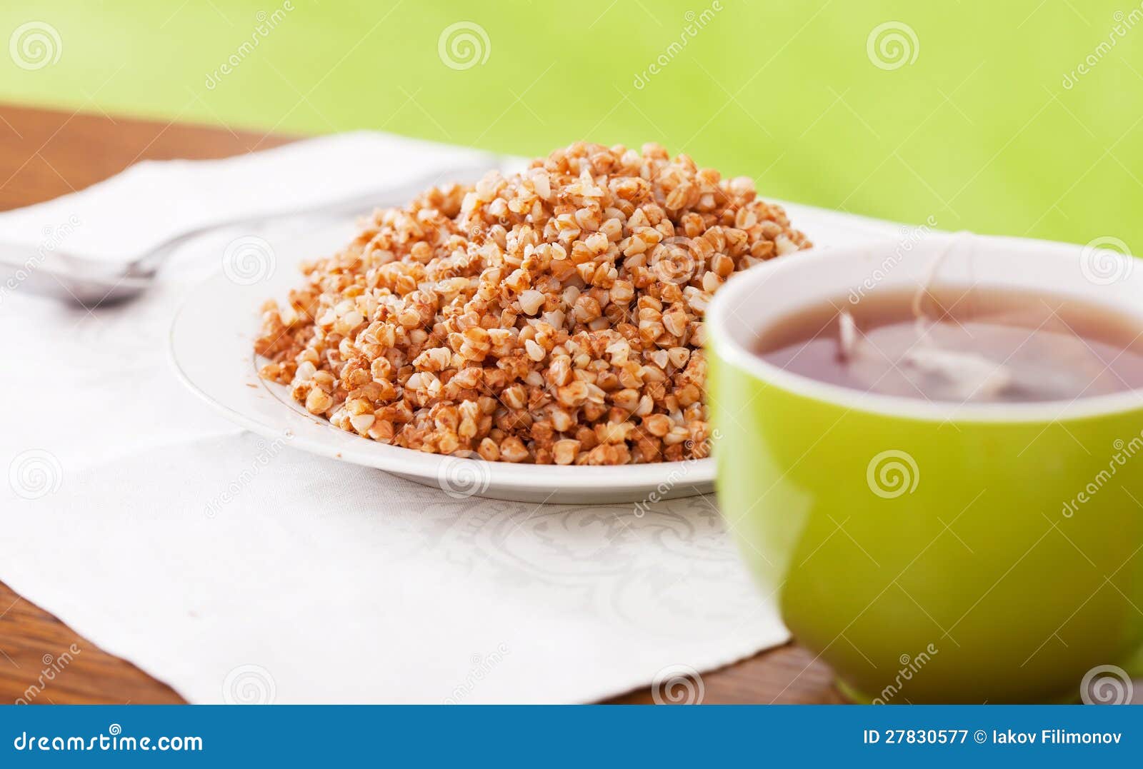 Boiled Buckwheat Porridge in Plate Stock Image - Image of boiled ...